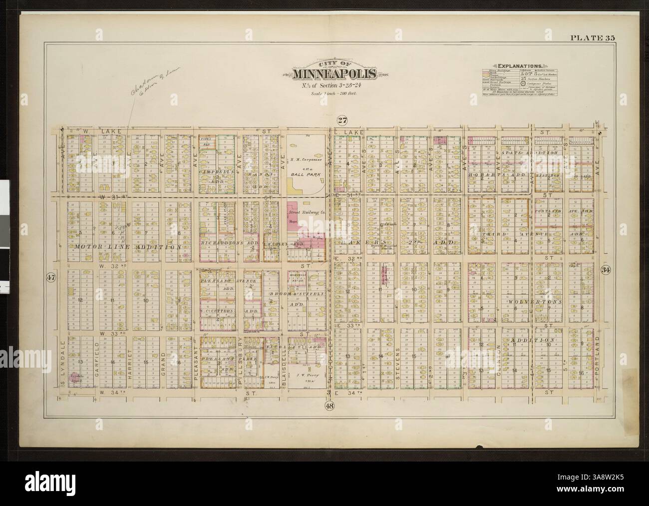 This detailed atlas features surveys and plats of properties in ...