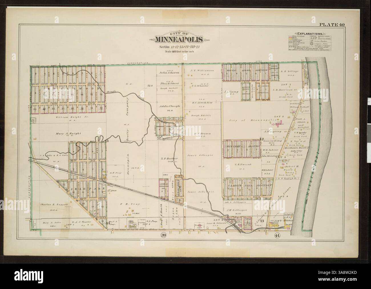 This atlas features detailed surveys and plats of Minneapolis ...