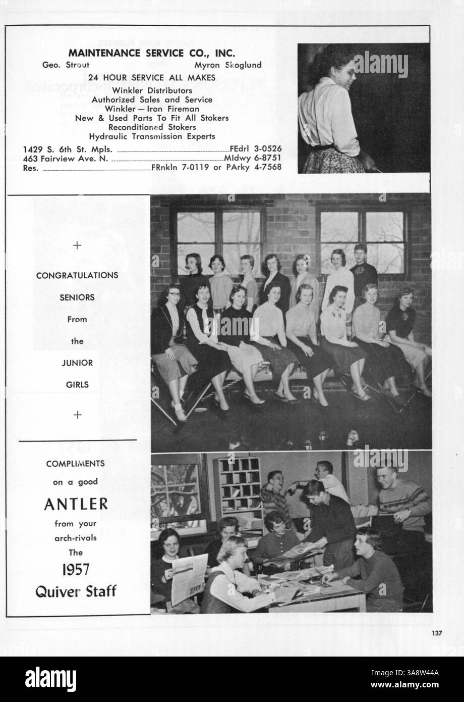 The 1957 Antler yearbook from Minnehaha Academy highlights the students ...