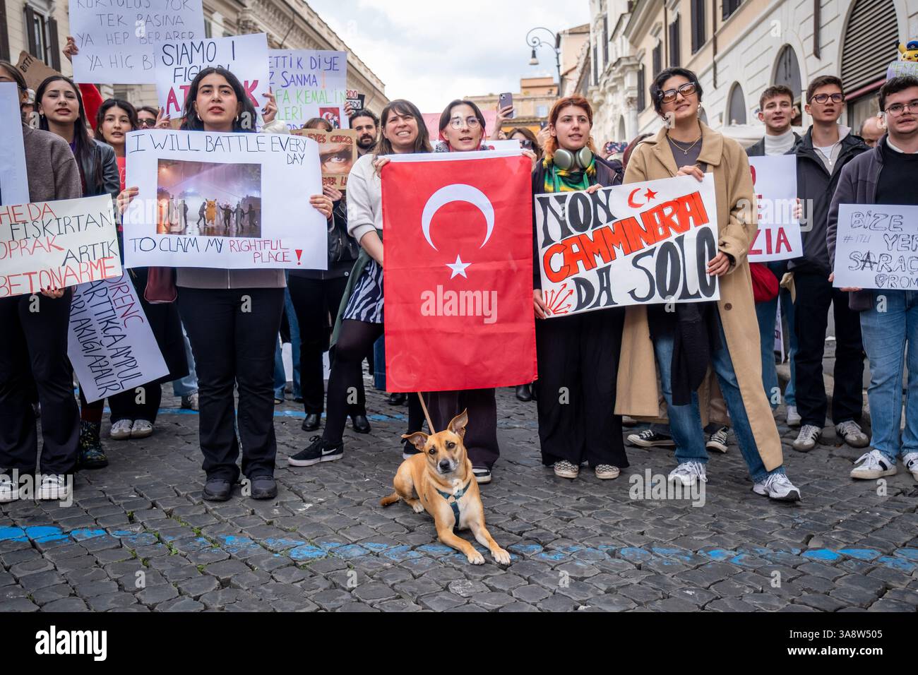 Rome, Rm, Italy. 29th Mar, 2025. Turkish students gather in Piazza SS ...