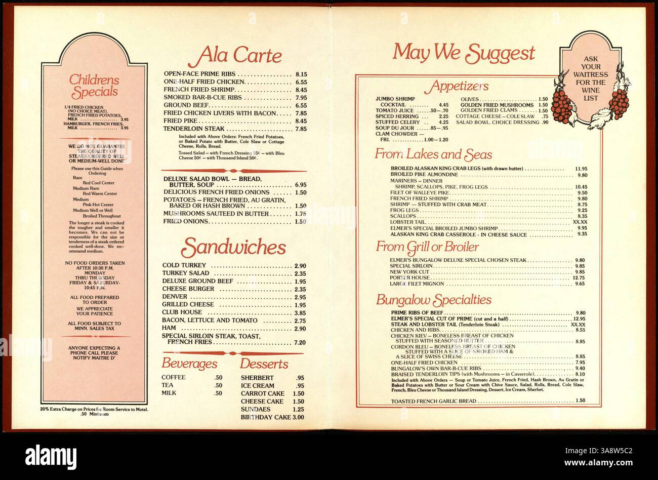 Showcases a range of dishes including childrens specials hi-res stock ...