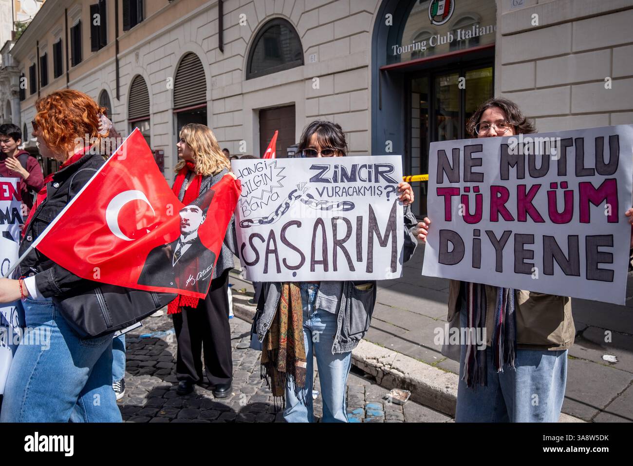 March 29, 2025, Rome, Rm, Italy: Turkish students gather in Piazza SS ...