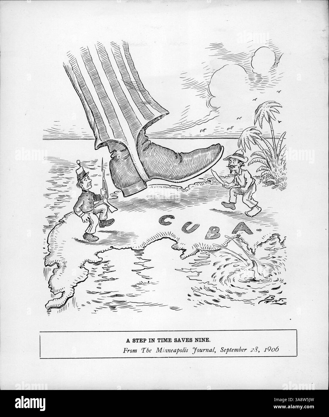 This political cartoon depicts Uncle Sam's intervention in Cuba ...