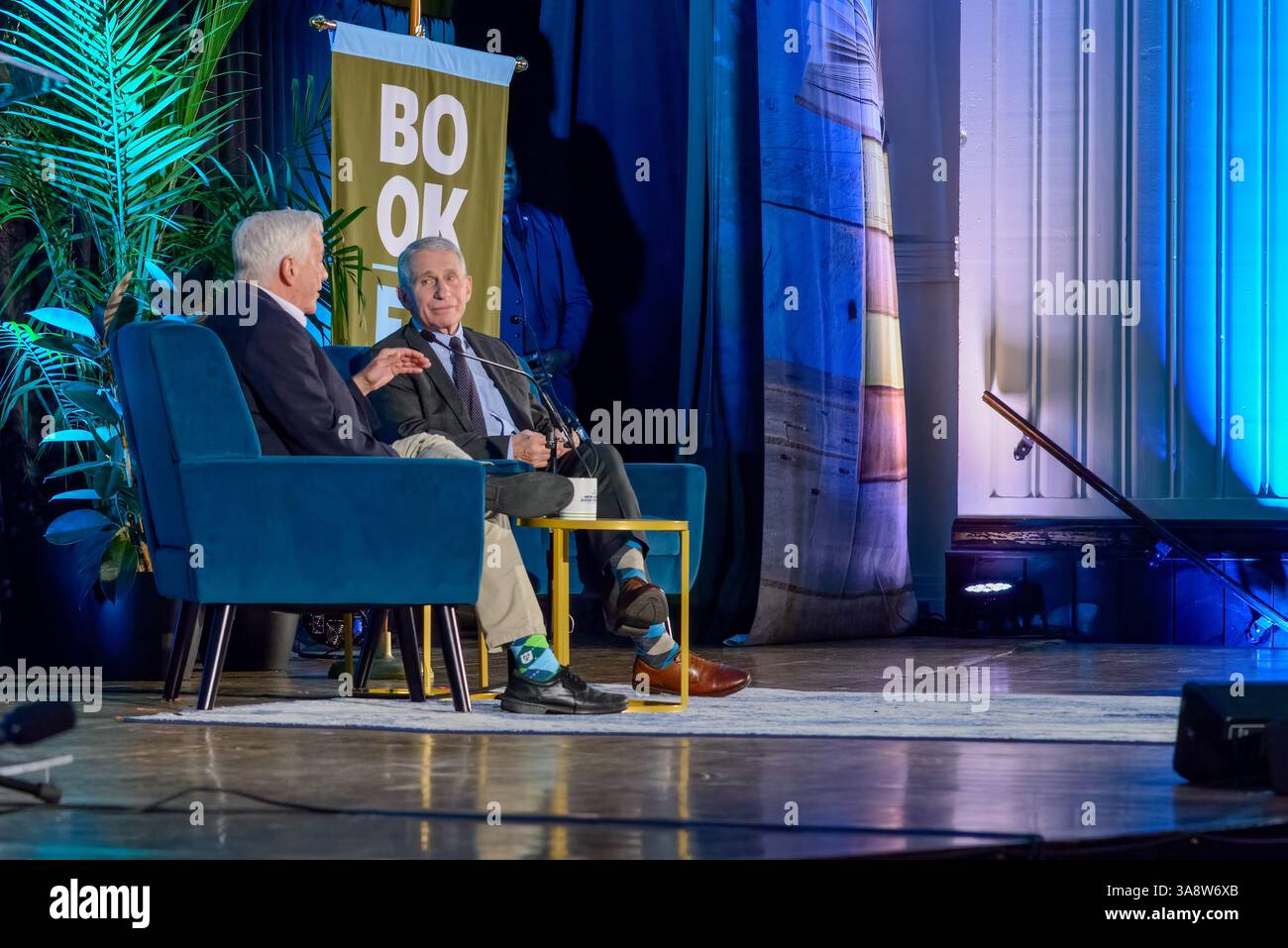 New Orleans, LA, USA - March 28, 2025: Walter Isaacson interviews Dr. Anthony Fauci at the New ...
