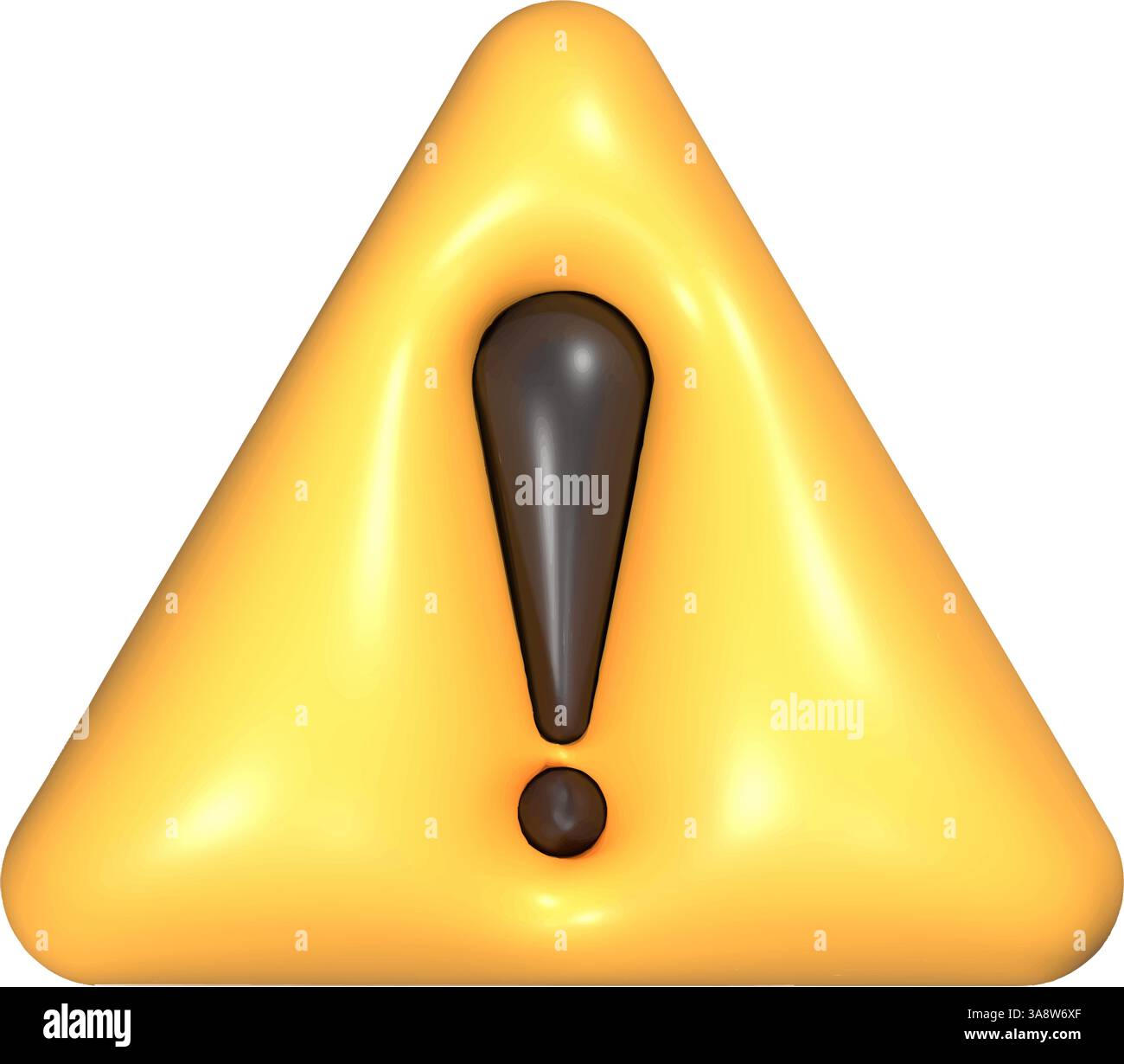 3D yellow triangle exclamation mark icon. Vector illustration Stock ...