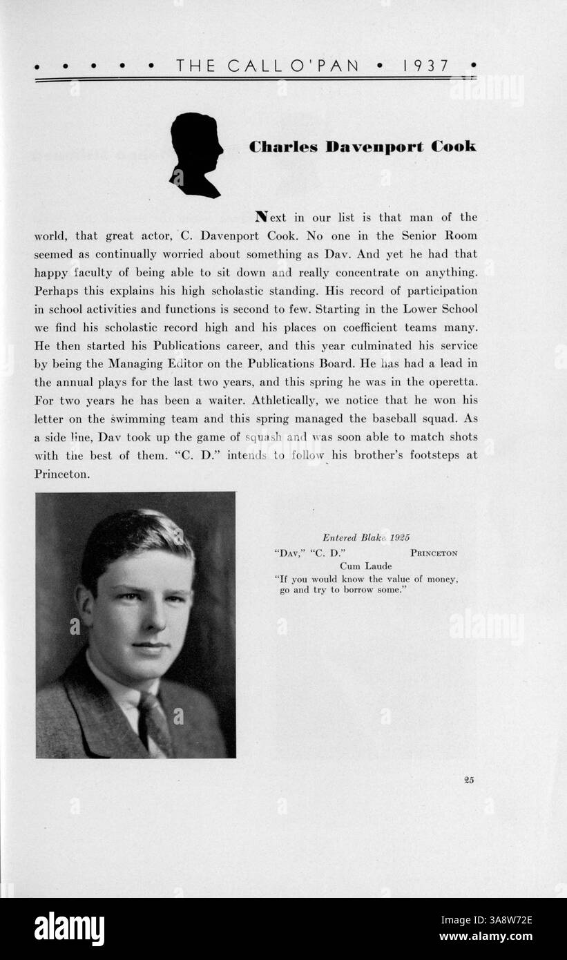 The 1937 'Call-O'-Pan' yearbook from Blake School documents students, teachers, extracurricular ...