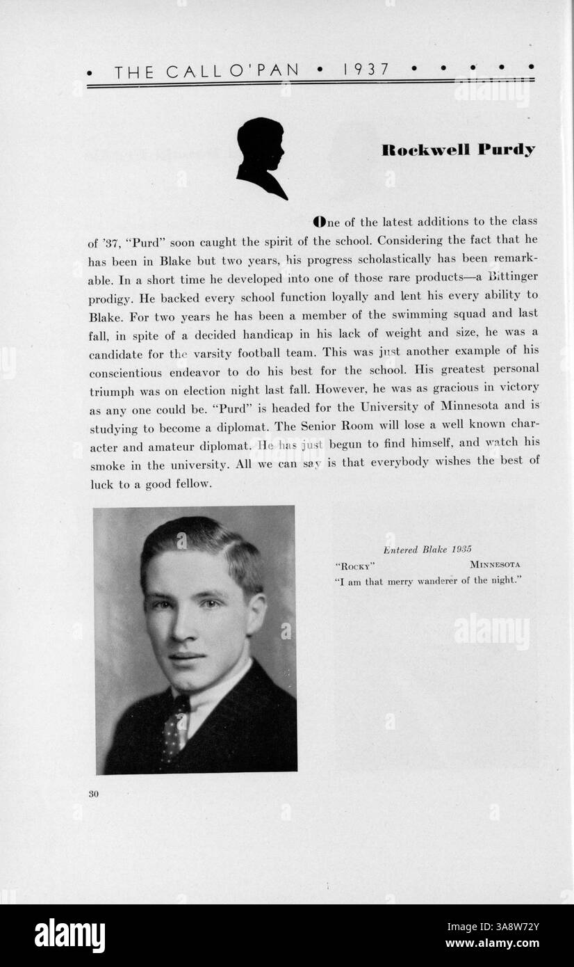 Blake School’s 1937 yearbook, 'Call-O'-Pan,' provides a detailed ...