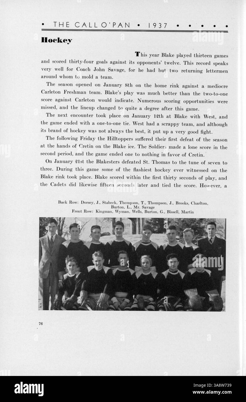 Blake School’s 1937 'Call-O'-Pan' yearbook documents students, teachers, athletics, clubs, and ...