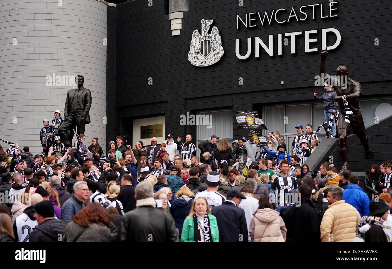 Newcastle United fans outside St James' Park, ahead of the Carabao Cup ...