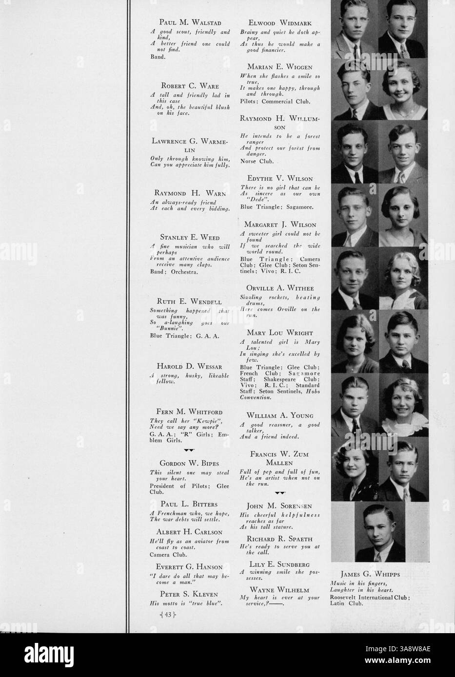 The 1933 'Sagamore' yearbook from Roosevelt High School records various ...