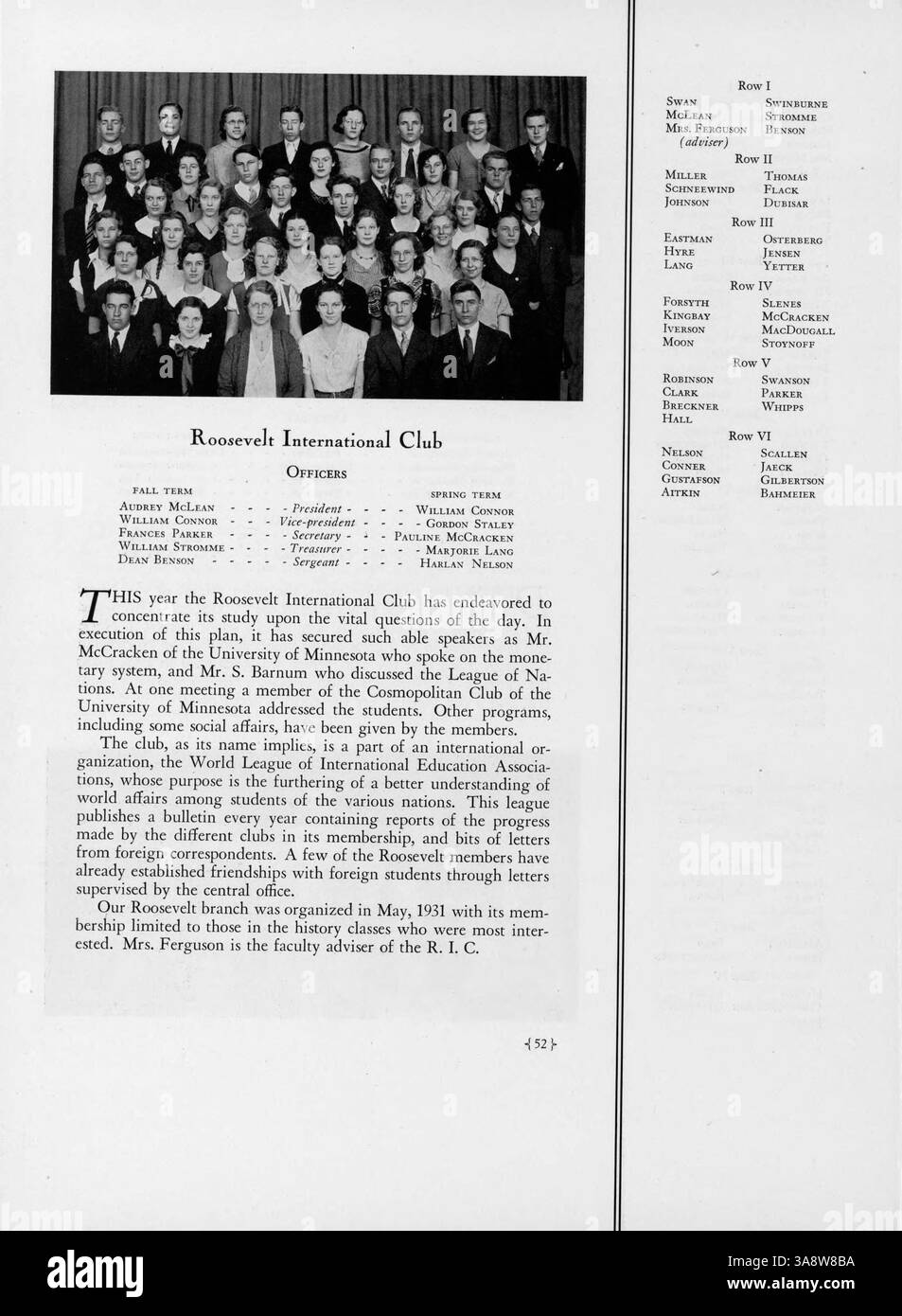 Major school events throughout the 1932 1933 school year hi-res stock ...
