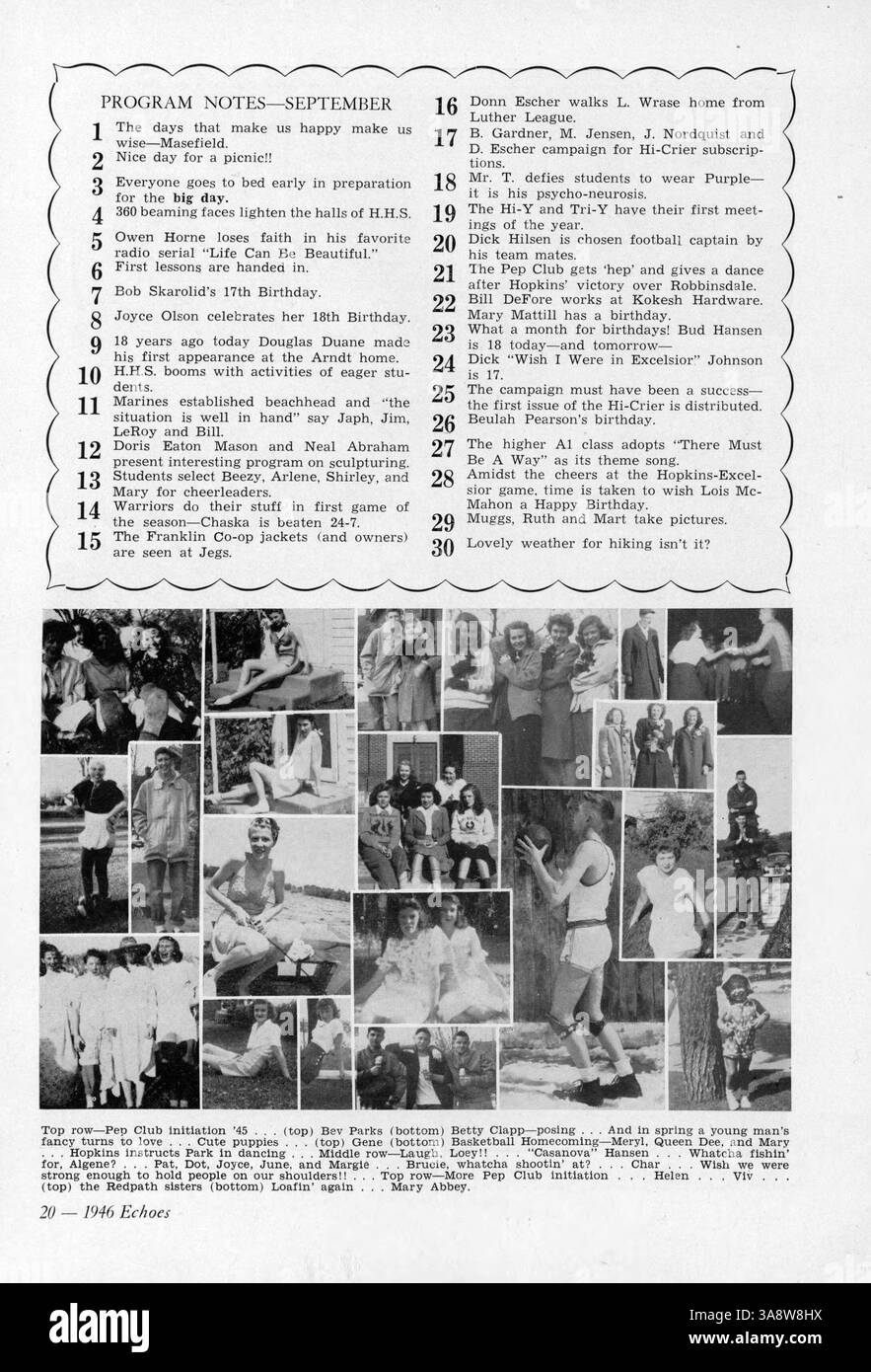 The 1946 'Echoes' Yearbook from Hopkins High School showcases the ...