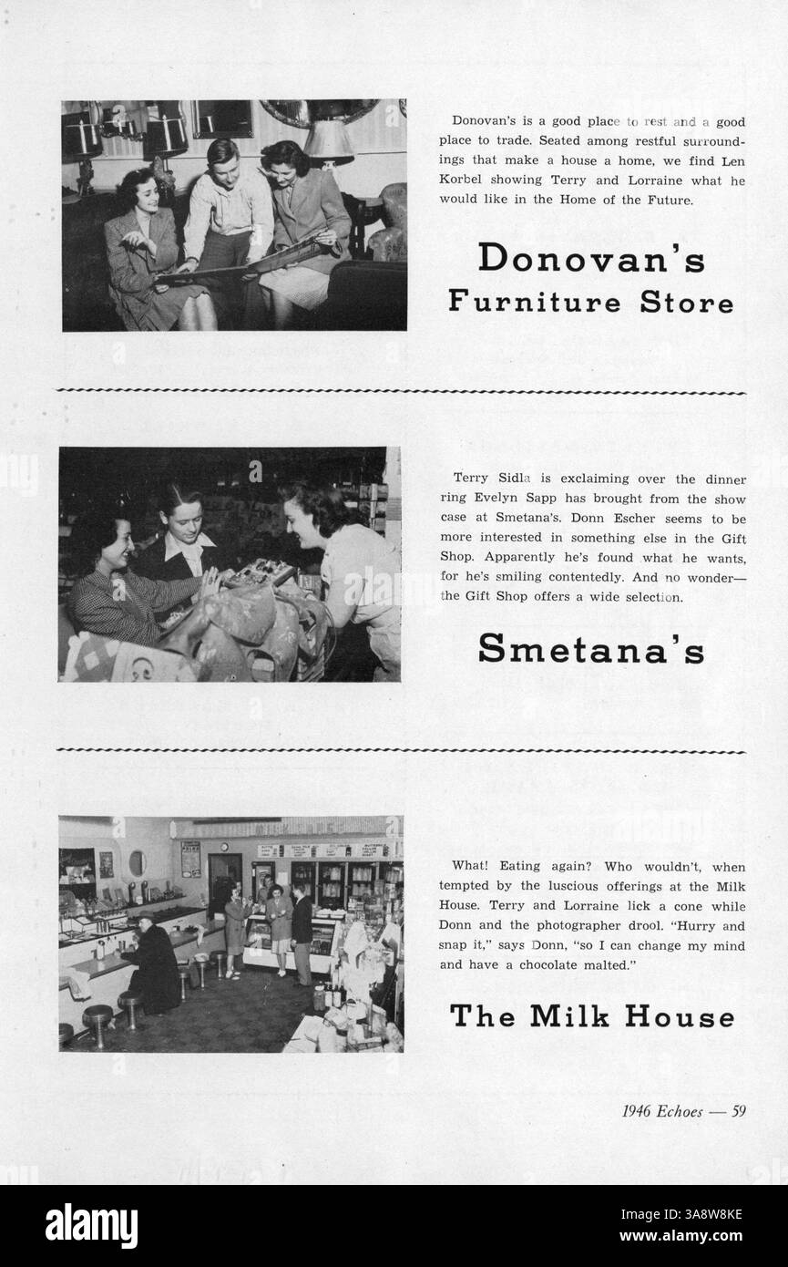 The 1946 'Echoes' Yearbook from Hopkins High School highlights the key ...