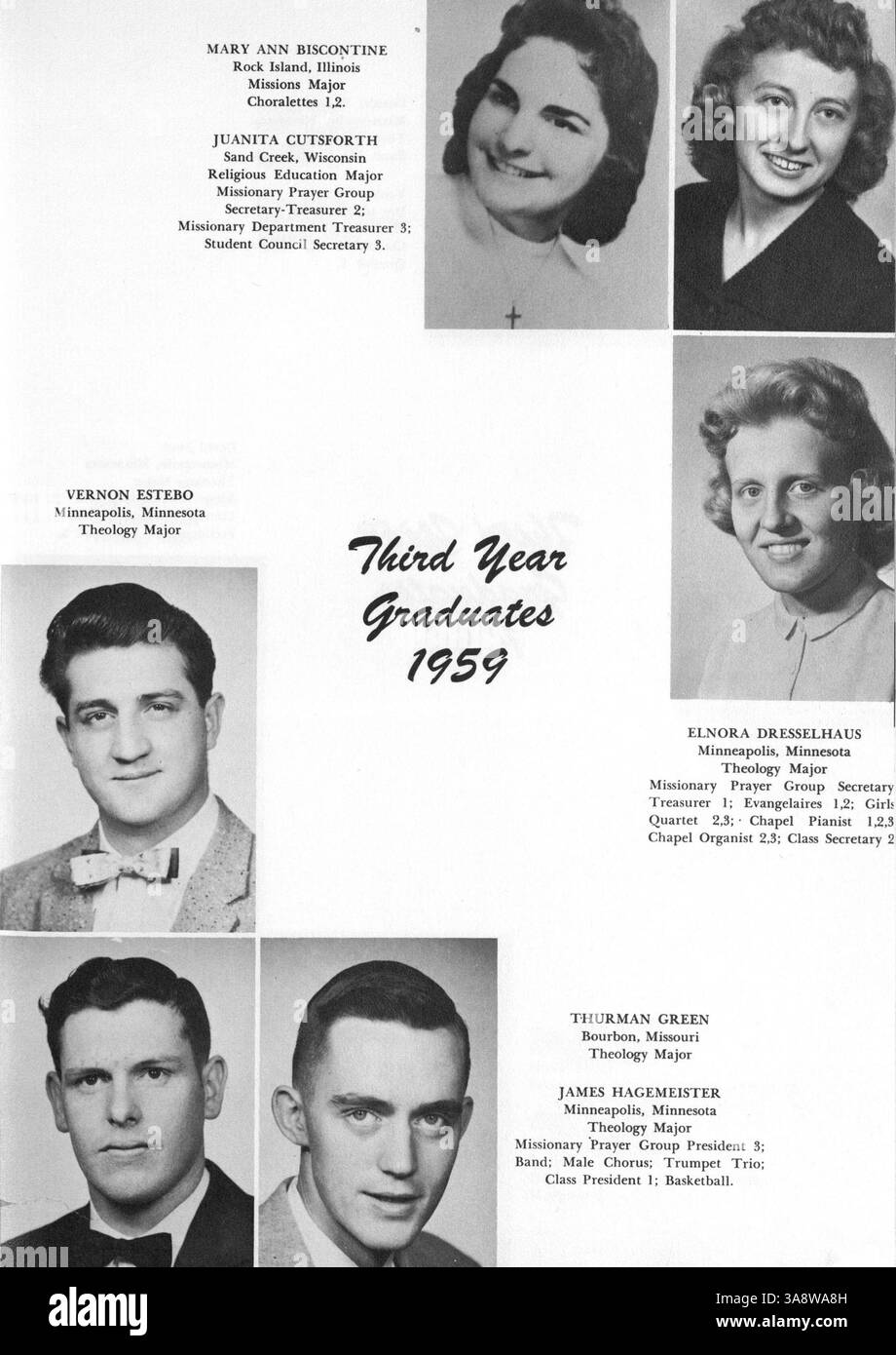 Various significant events of the 1958 1959 academic year hi-res stock ...