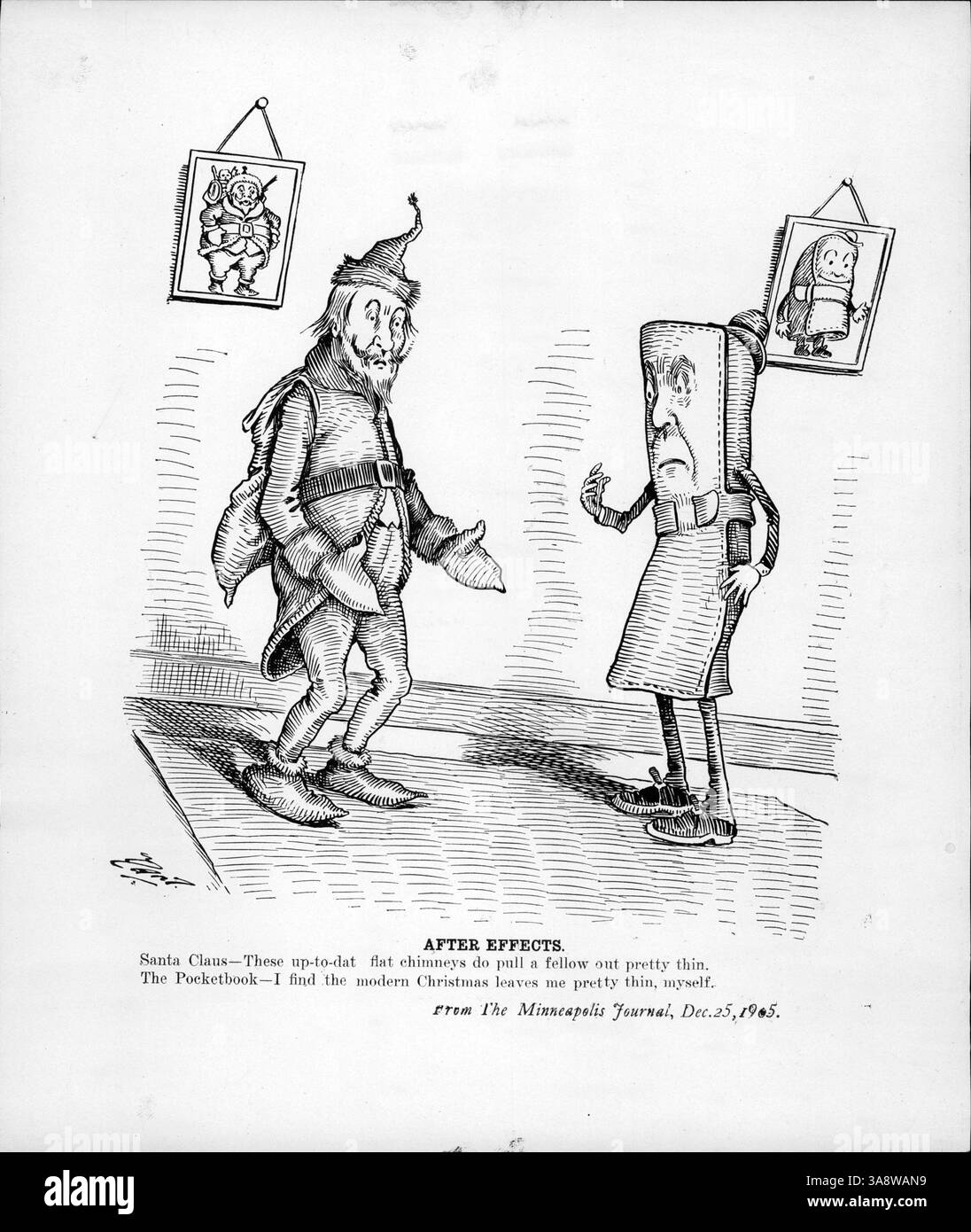 This 1920s cartoon features a thin Santa Claus and a thin wallet ...