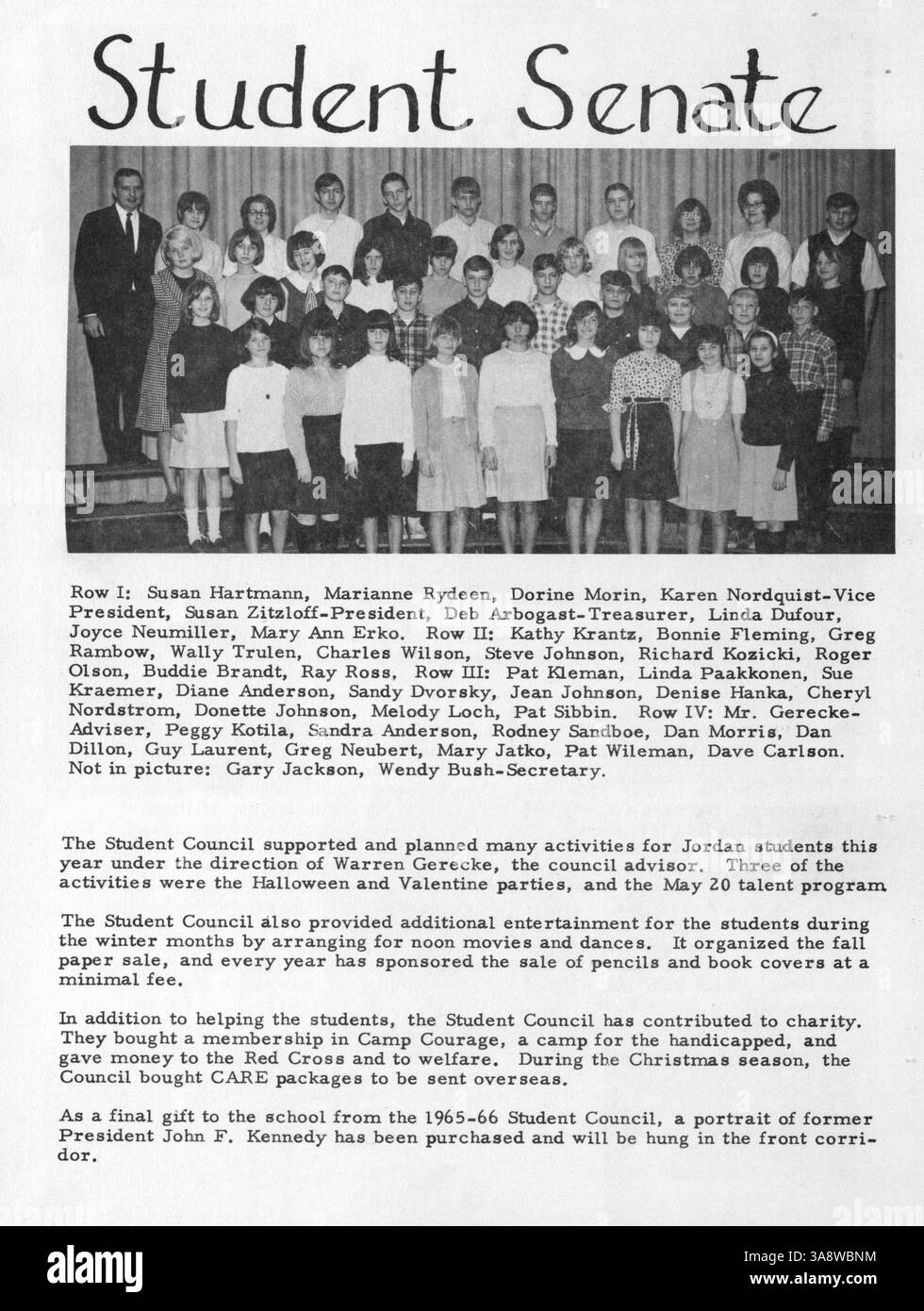This 1966 school yearbook from Jordan Jr. High records the students ...