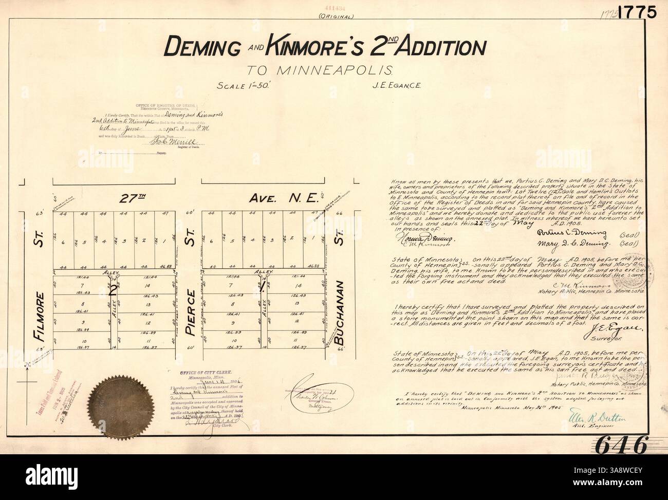 A map detailing Deming and Kinmore's second addition to Minneapolis ...