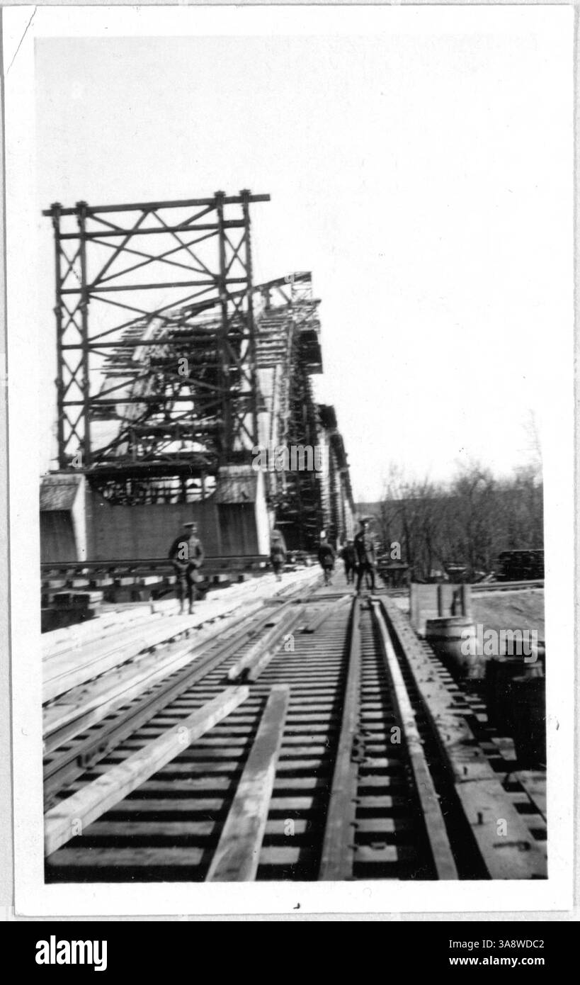 This photograph shows the construction of the Mendota Bridge from the ...