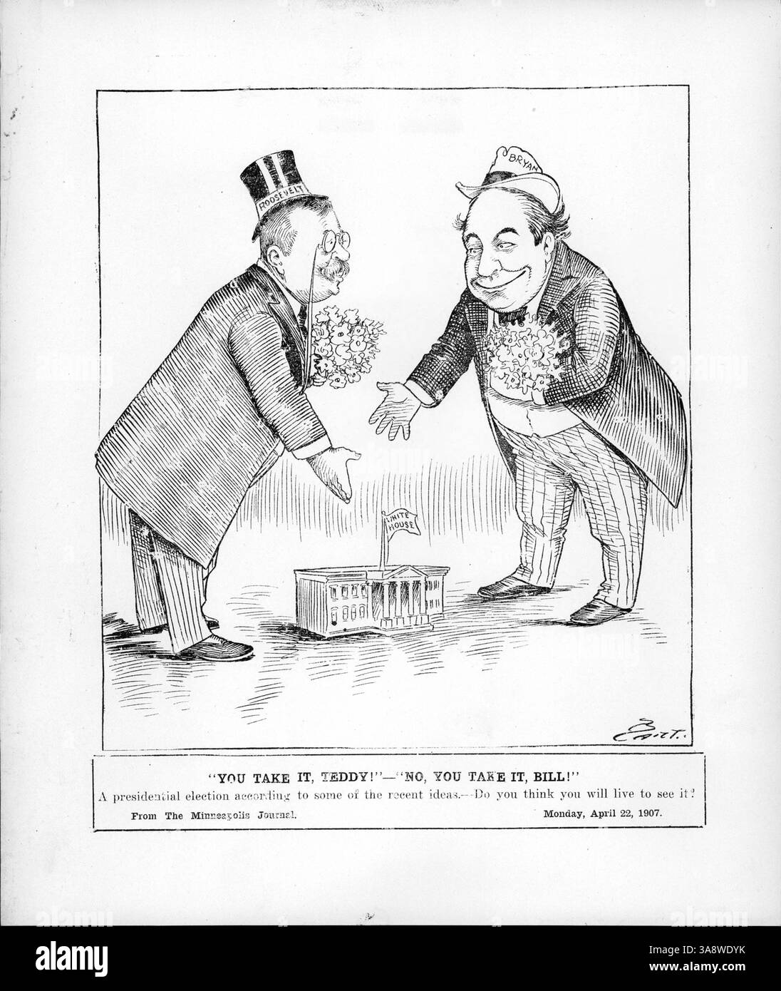 The political cartoon features president roosevelt and william jennings ...