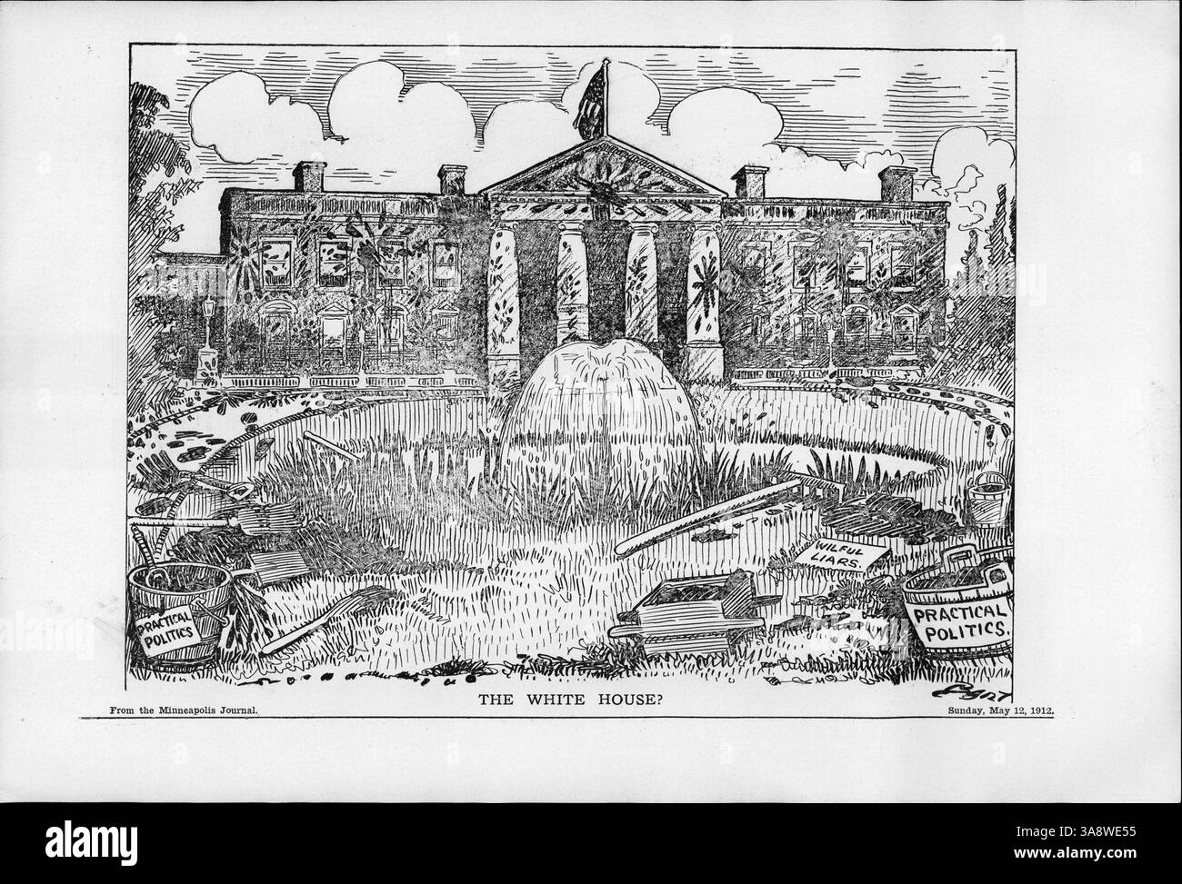 The white house is depicted covered in mud splatter hi-res stock ...