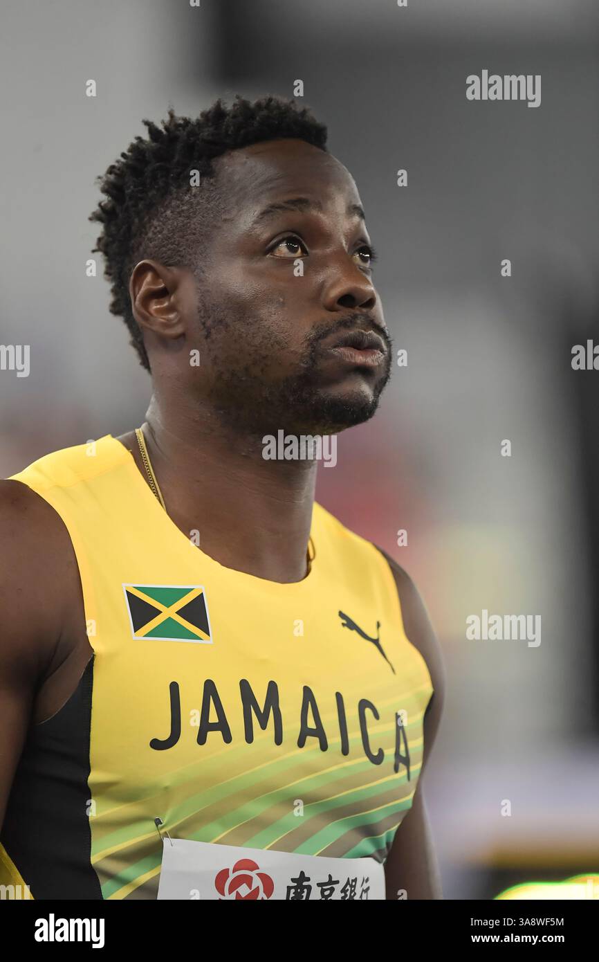 Rusheen McDonald of Jamaica competing in the men’s 400m heat 1 at the ...