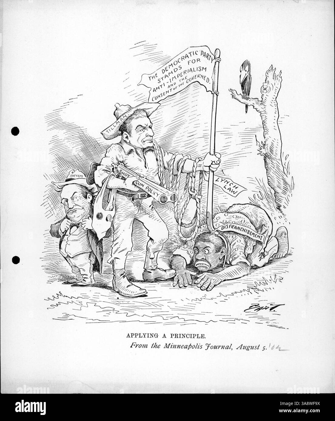This political illustration depicts Senator Benjamin Tillman, known for ...