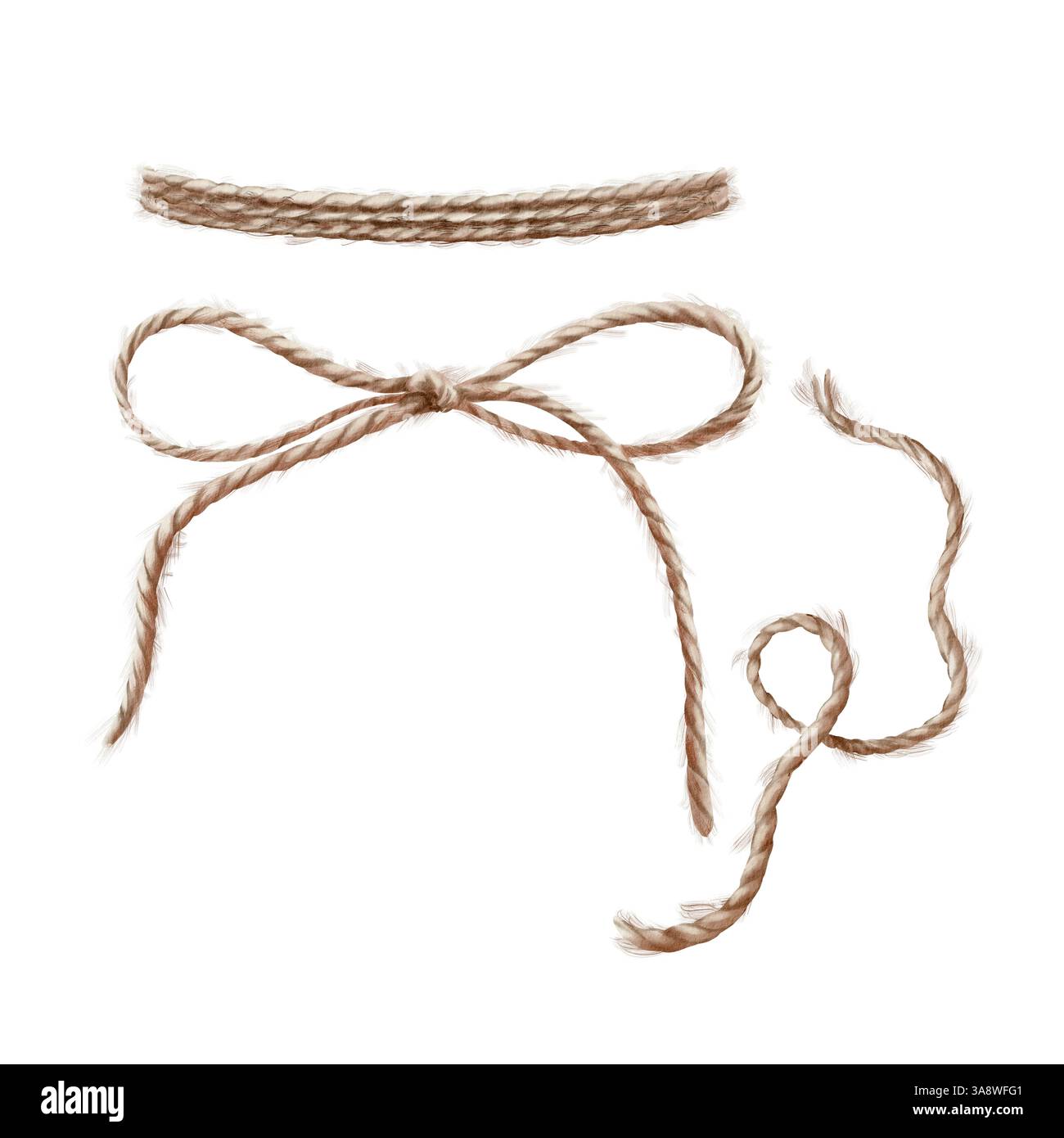 Rope twisted in bow, cut off and wrapped around a circular shape.Hand ...