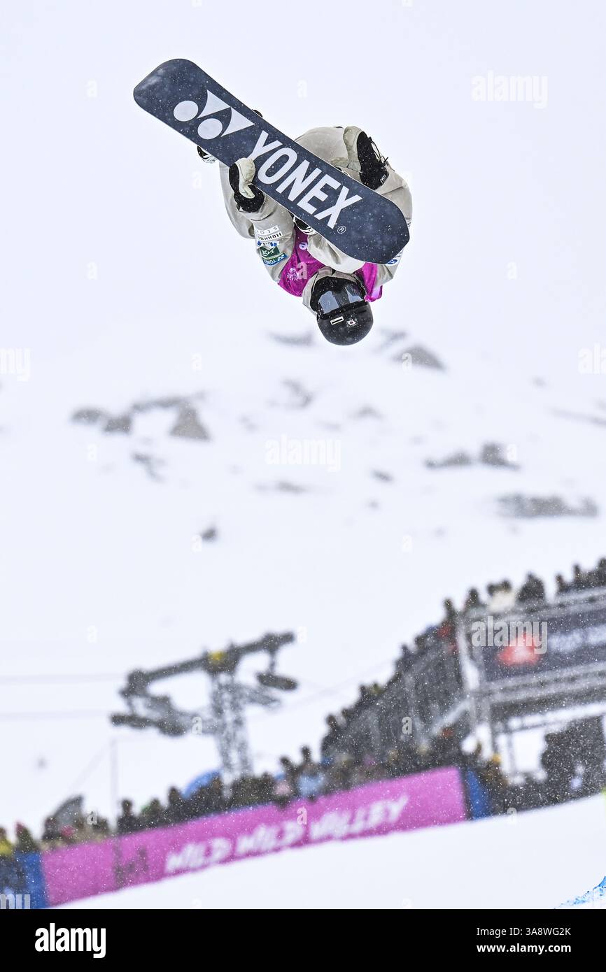 Yuto Totsuka of Japan in action during the Snowboard Halfpipe competition at the FIS Snowboard ...