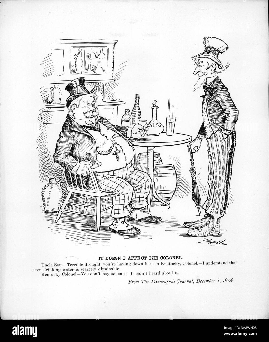 This cartoon from the early 20th century depicts a Kentucky Colonel ...