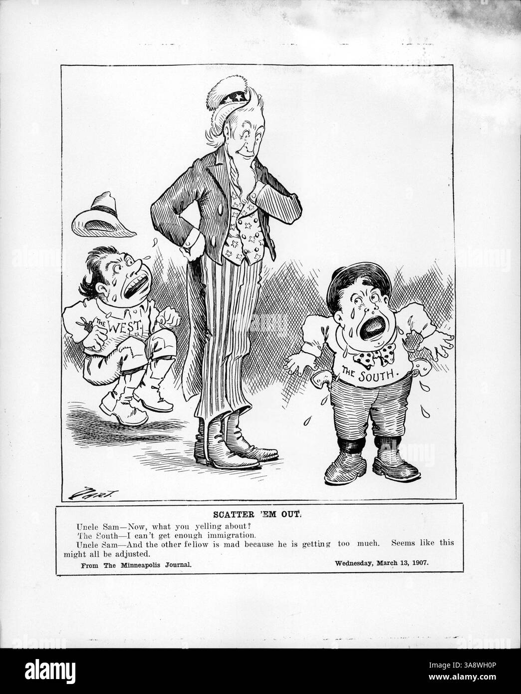 This political cartoon from the early 20th century depicts Uncle Sam ...