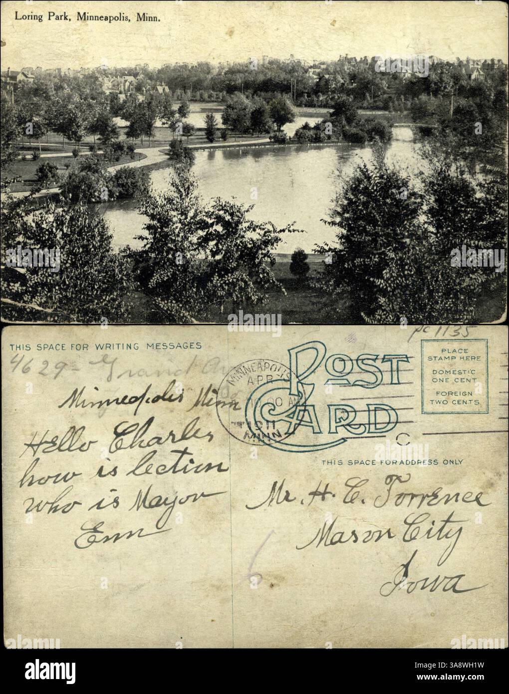 This 1911 postcard shows loring park in minneapolis hi-res stock ...