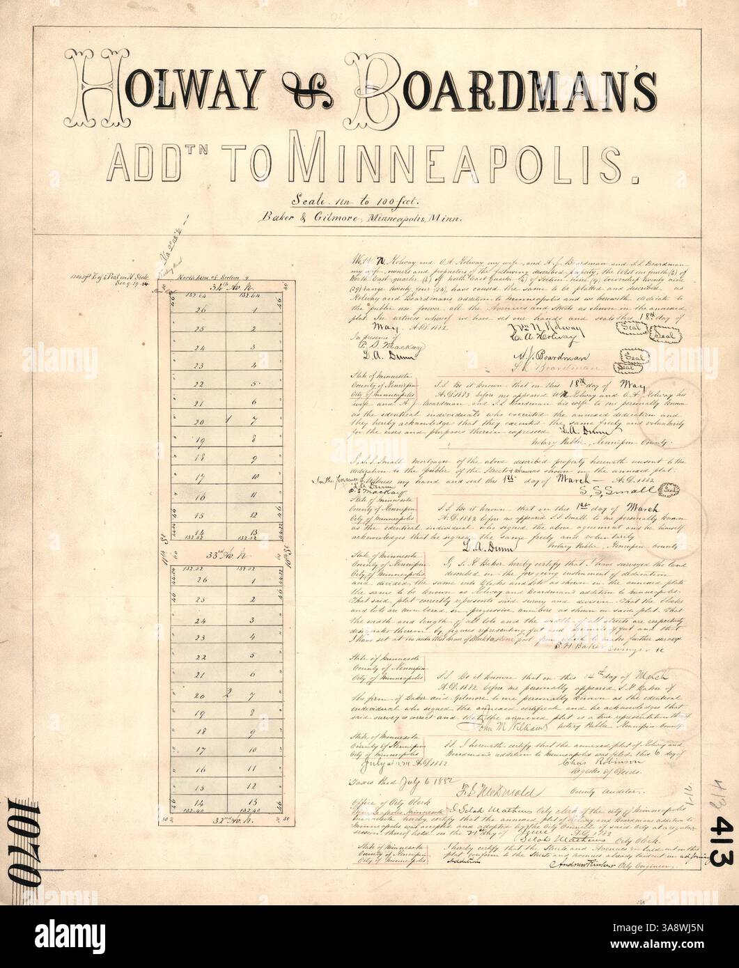 This map shows the addition of Holway and Boardman to Minneapolis, detailing the development of ...