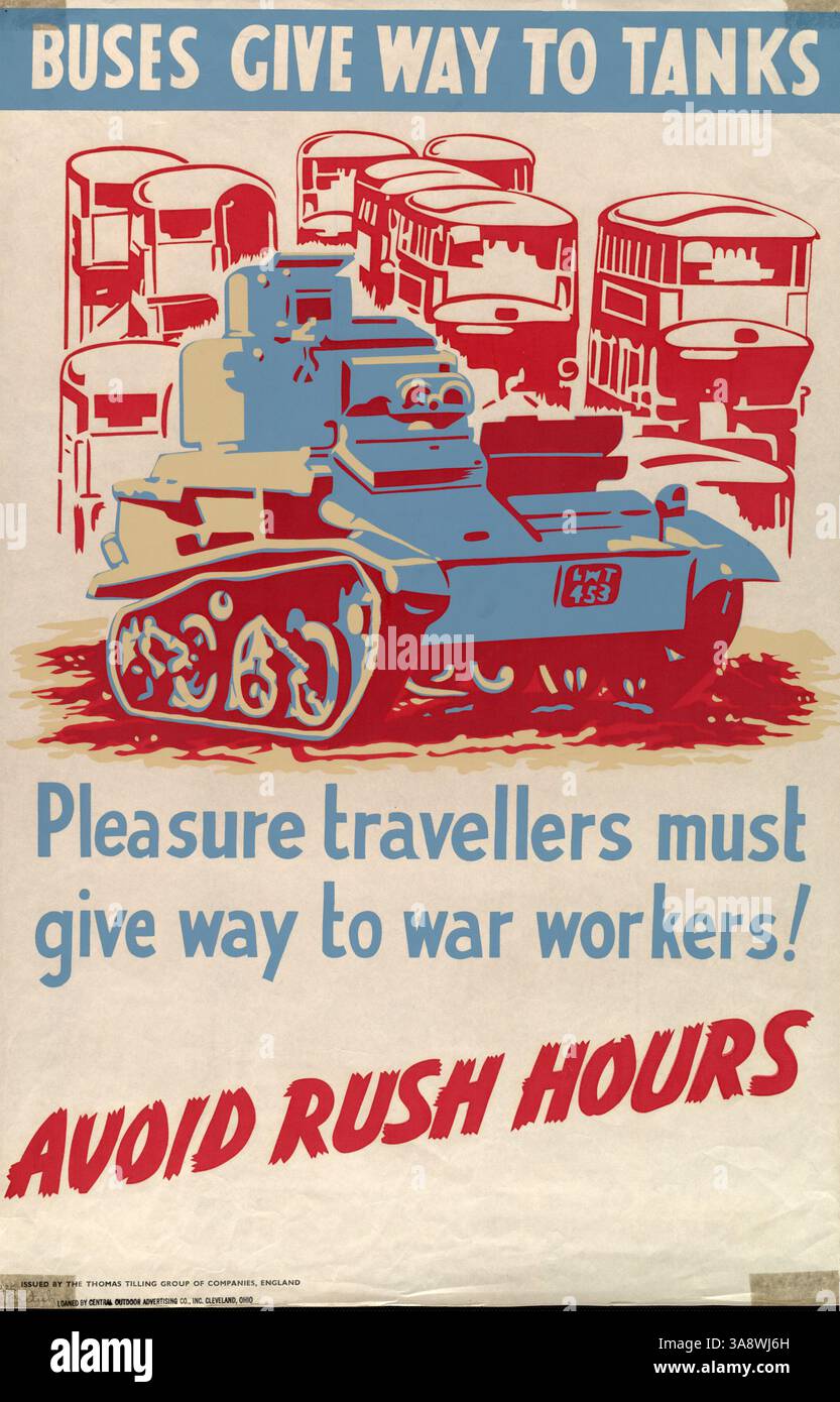 A dramatic scene shows a tank caught in a traffic jam with buses ...
