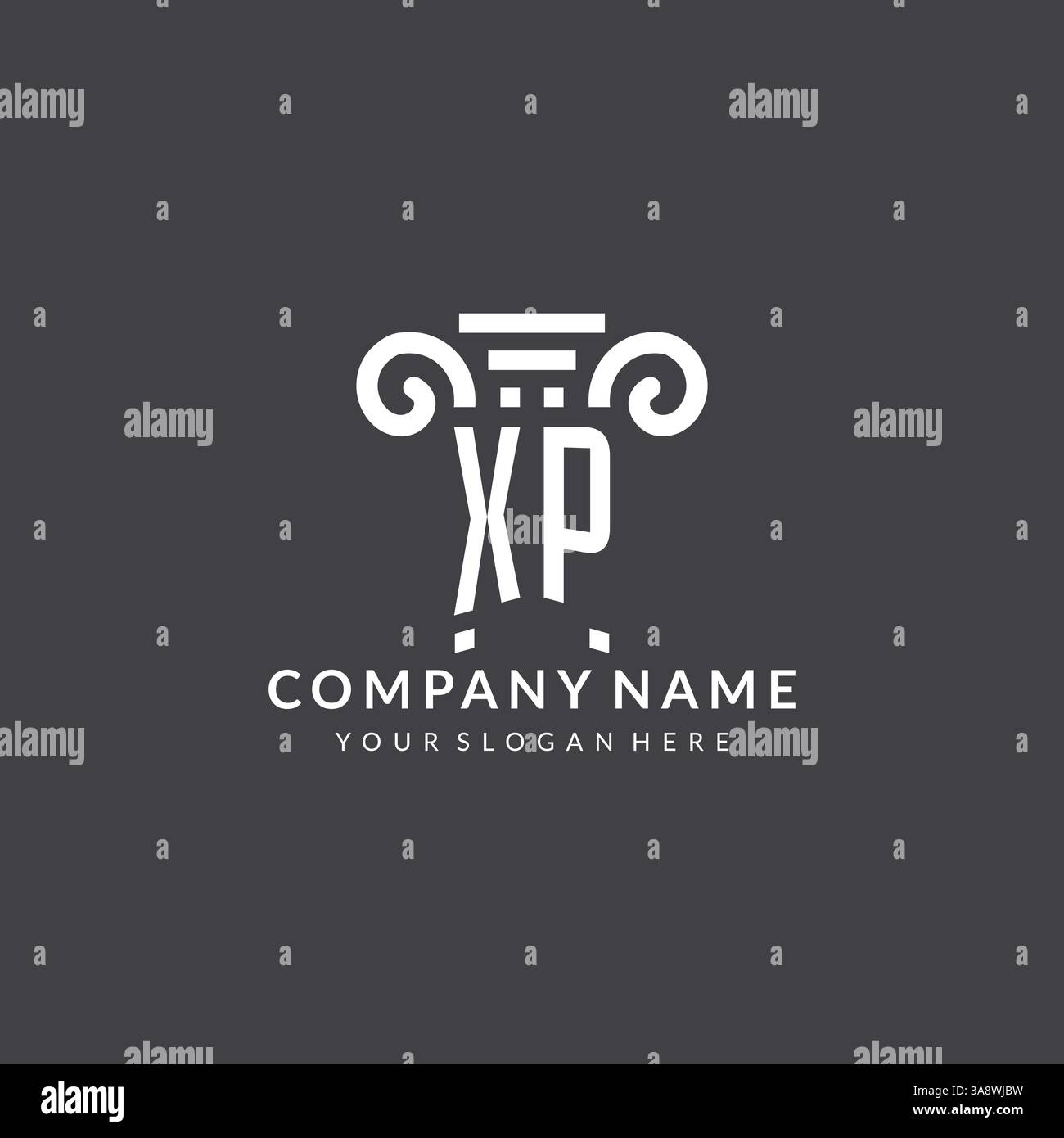 Monogram XP logo for law firm with pillar icon in modern and creative ...