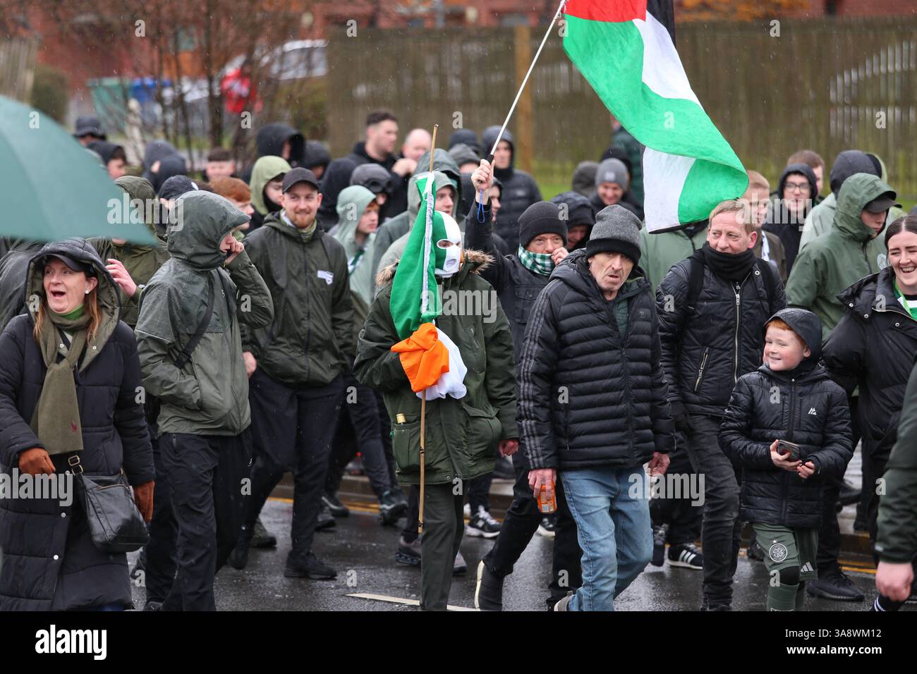 Glasgow, UK. 29th Mar, 2025. Saturday 29th March 2025-Members from Celtic ultras groups such as ...