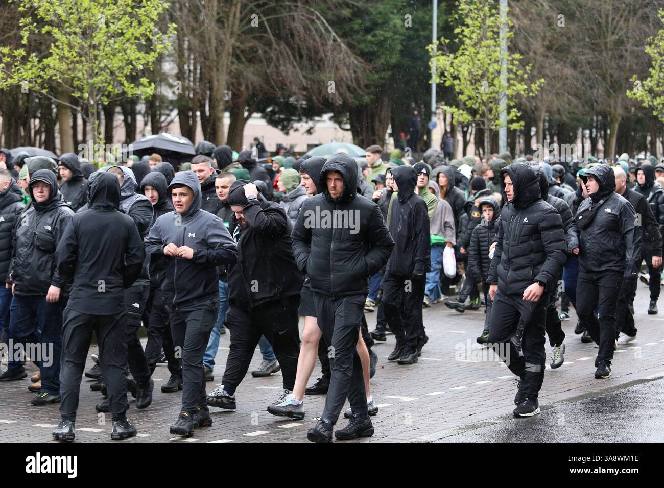 Glasgow, UK. 29th Mar, 2025. Saturday 29th March 2025-Members from Celtic ultras groups such as ...