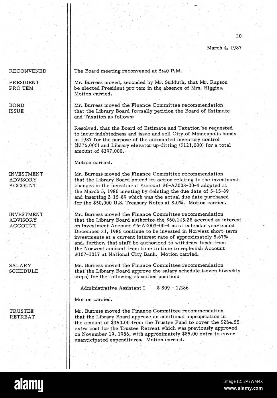 This set of minutes from the Minneapolis Public Library Board of ...