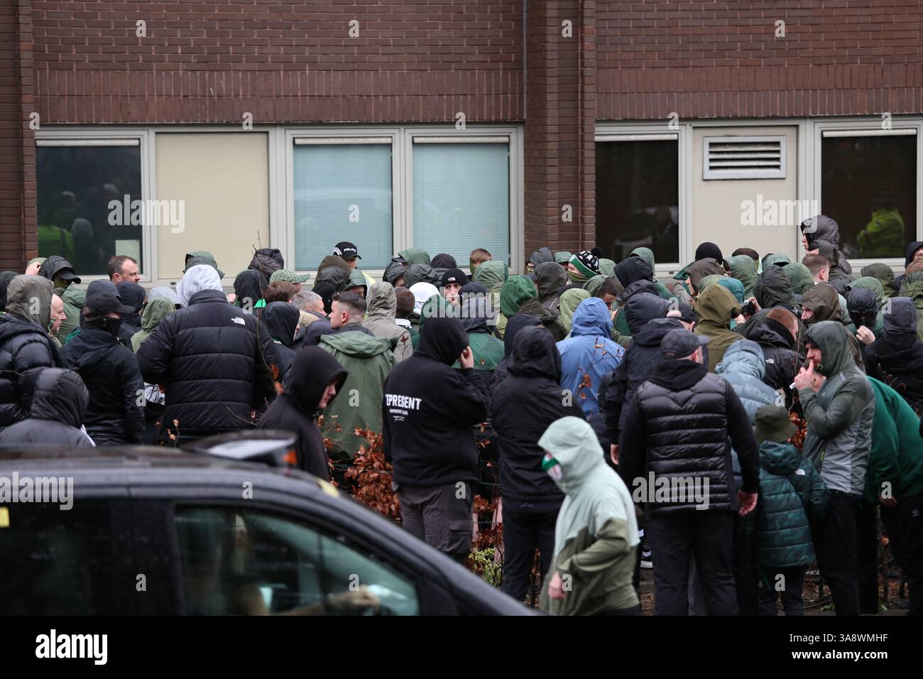 Glasgow, UK. 29th Mar, 2025. Saturday 29th March 2025-Members from Celtic ultras groups such as ...