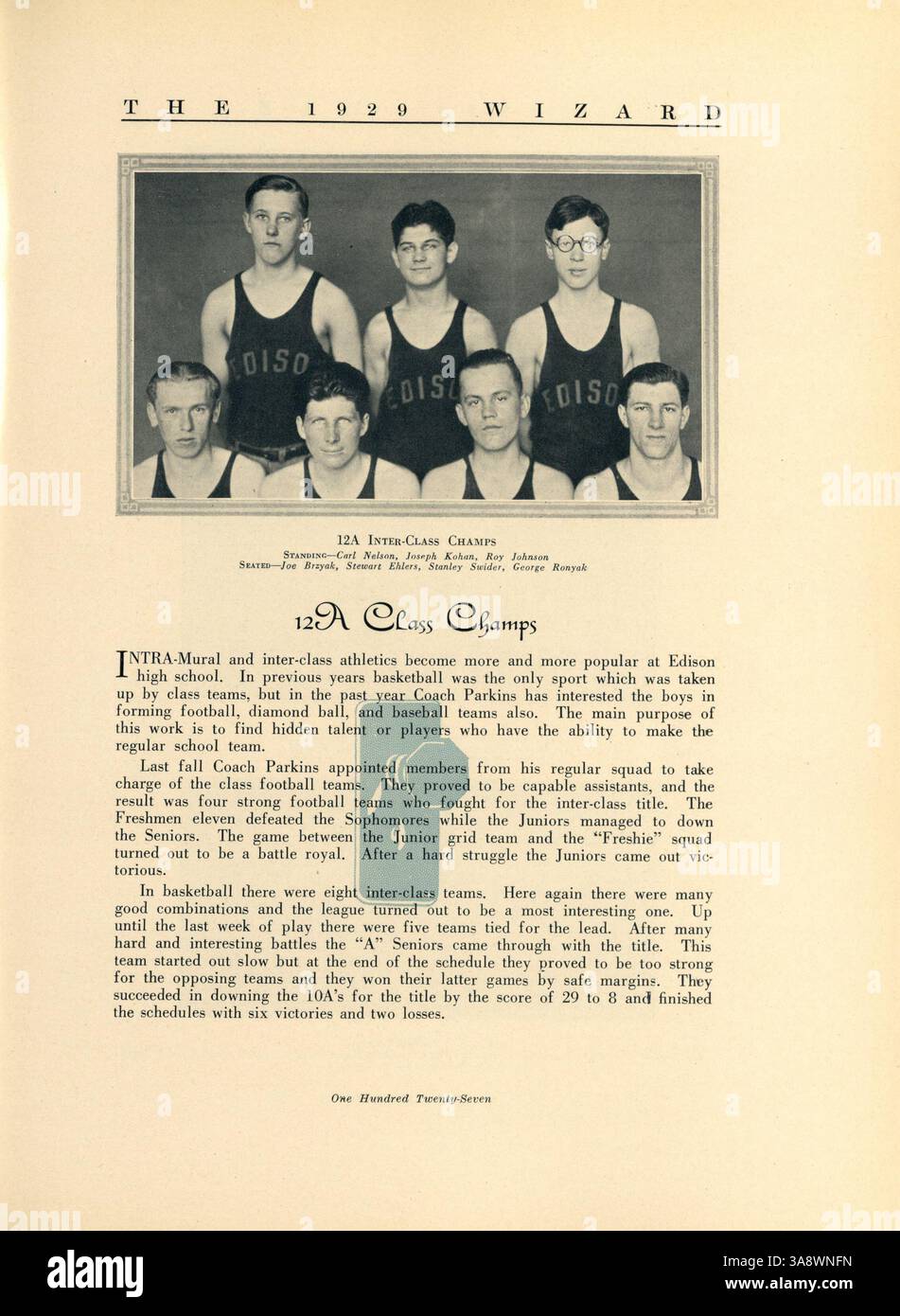 The 1929 'Wizard' yearbook from Edison High School highlights the students, teachers, clubs ...