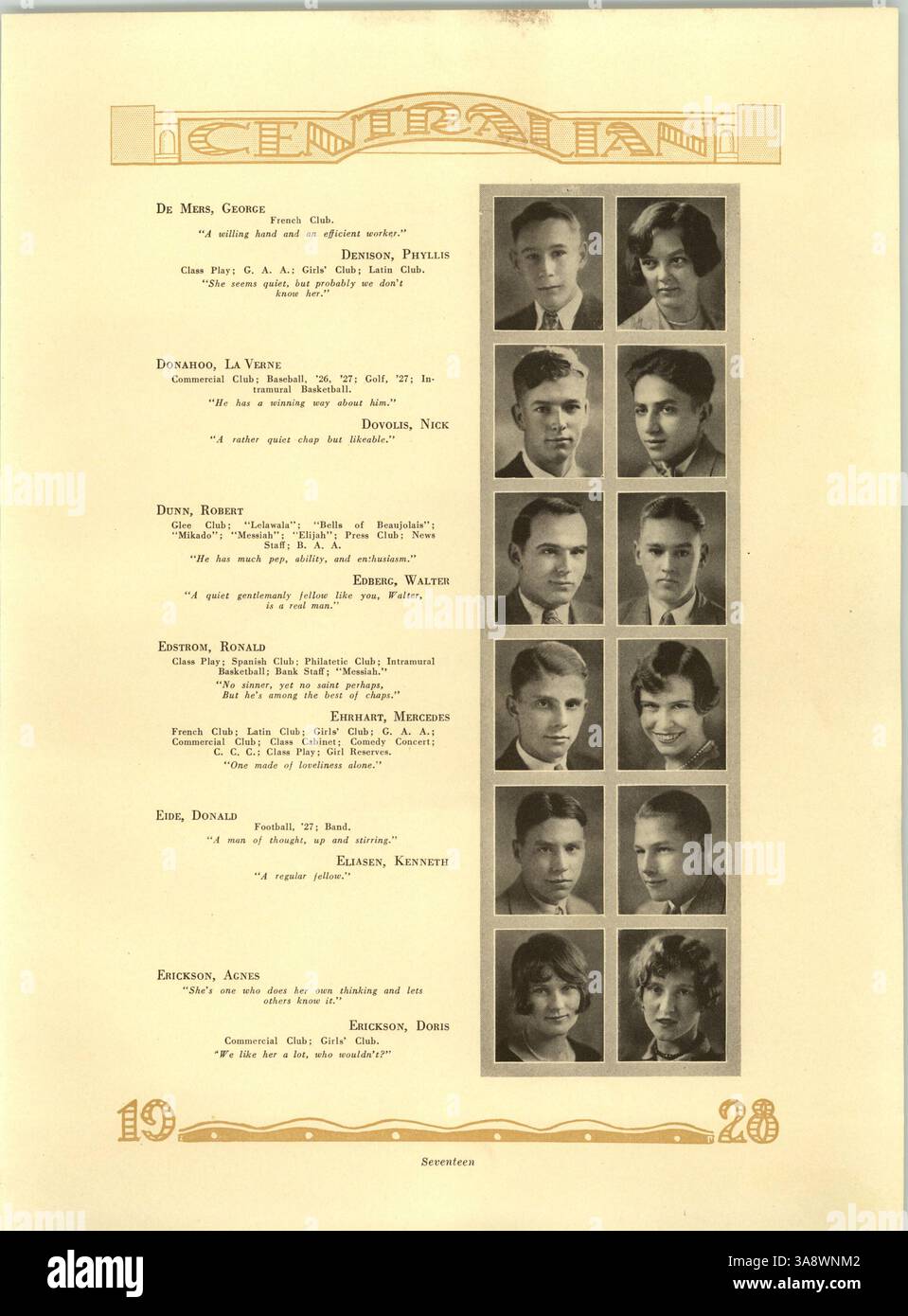 This 1928 'Centralian' yearbook from Central High School records ...