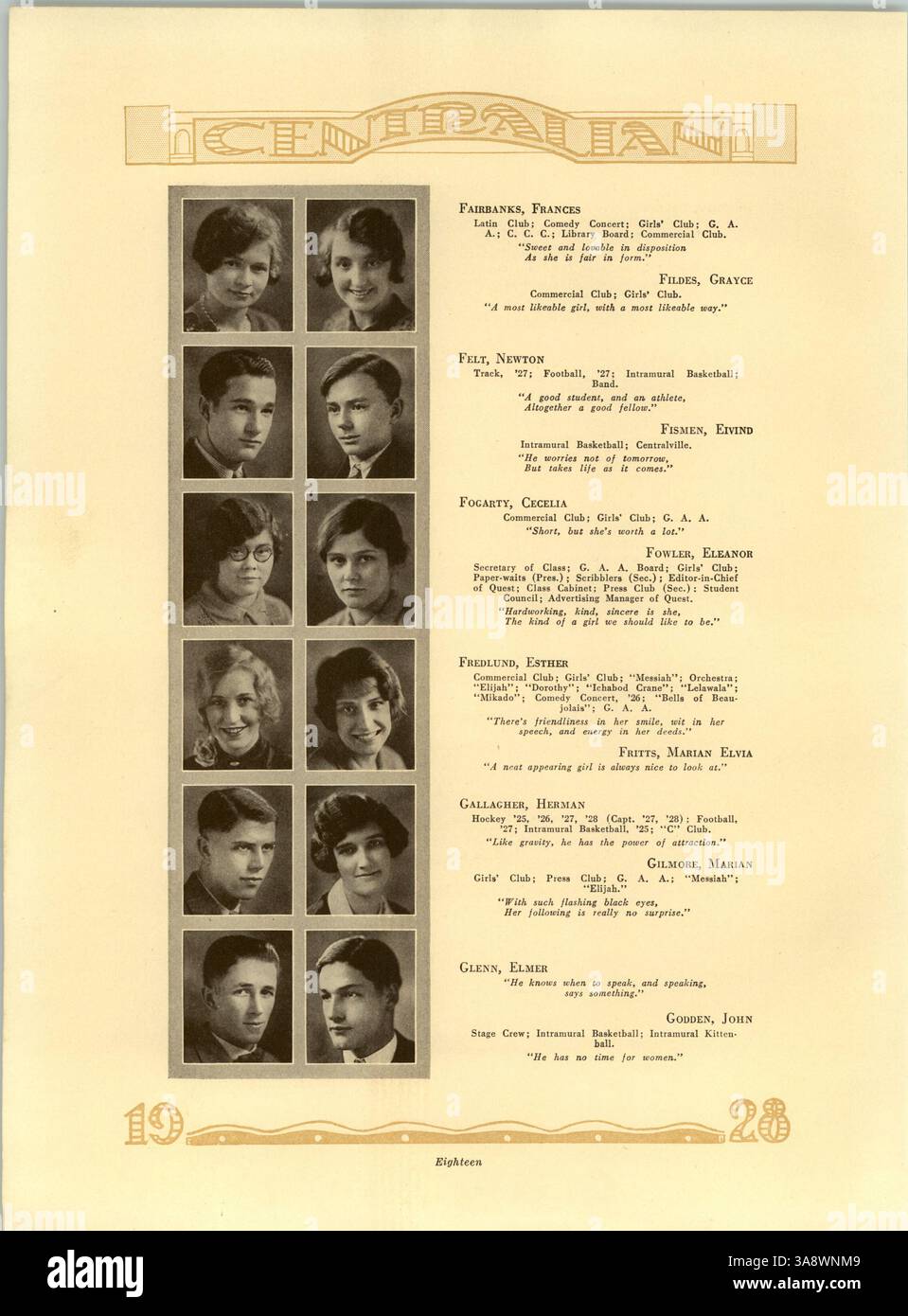 The 1928 'Centralian' yearbook documents student life, athletics, extracurricular activities ...