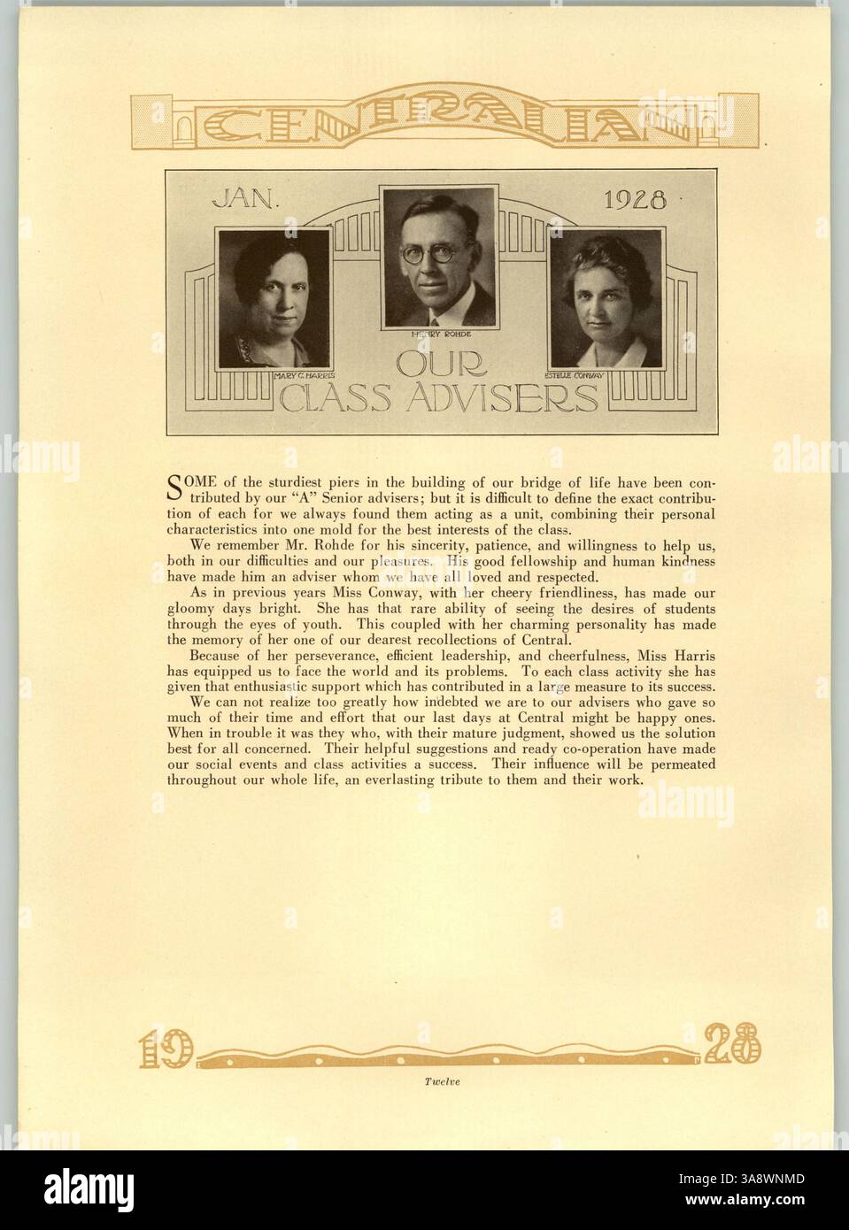 The 1928 'Centralian' yearbook documents student achievements, faculty, athletics, and clubs ...