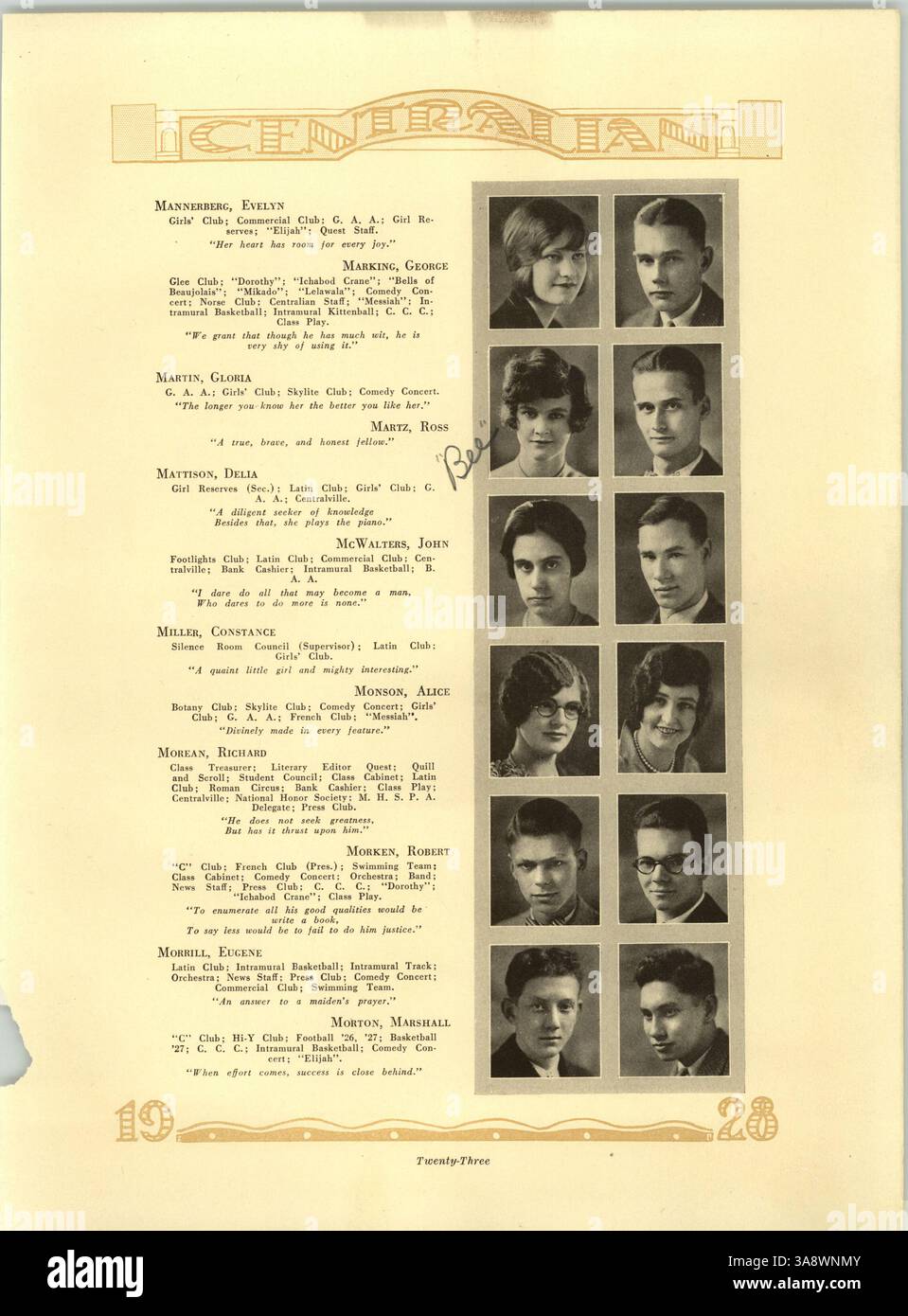 This 1928 yearbook from Central High, titled Centralian, captures the ...