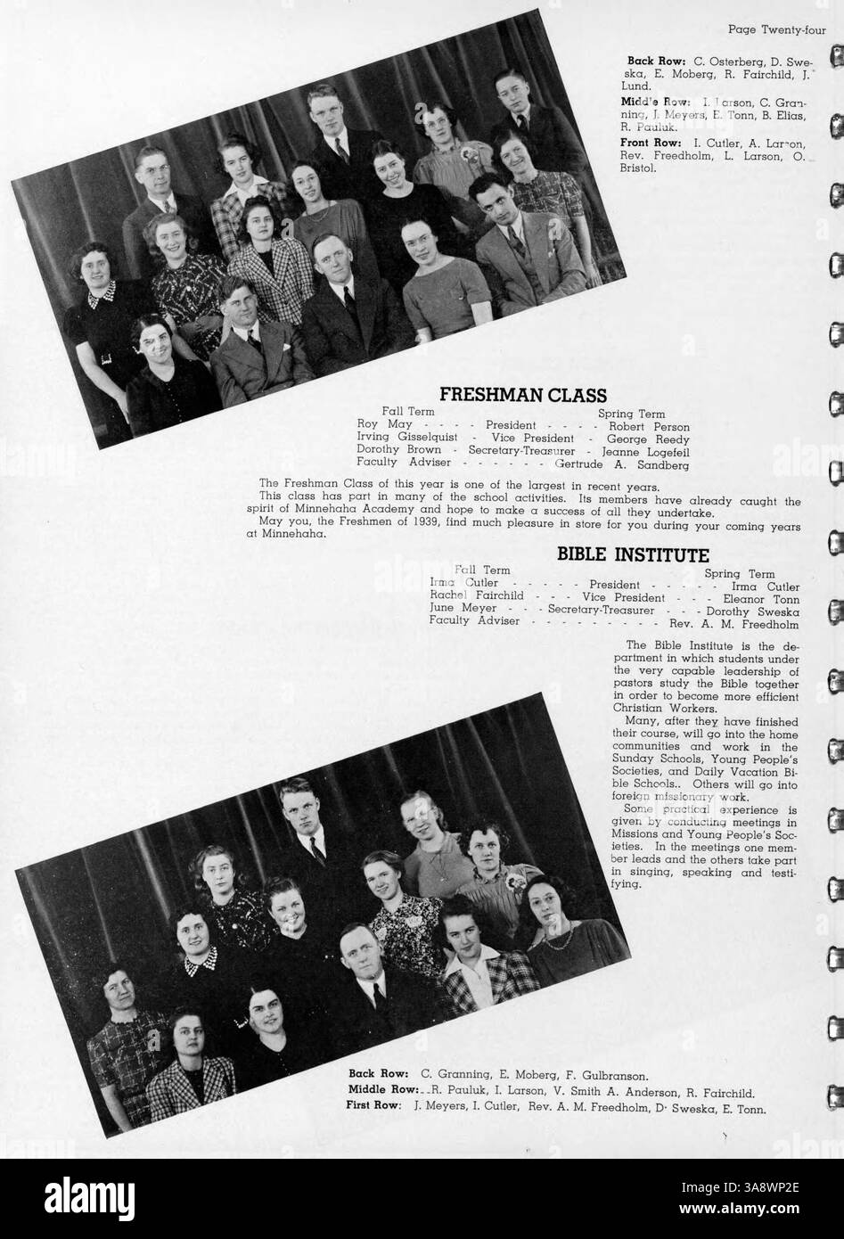 The 1939 Antler yearbook from Minnehaha Academy features a detailed record of students, teachers ...