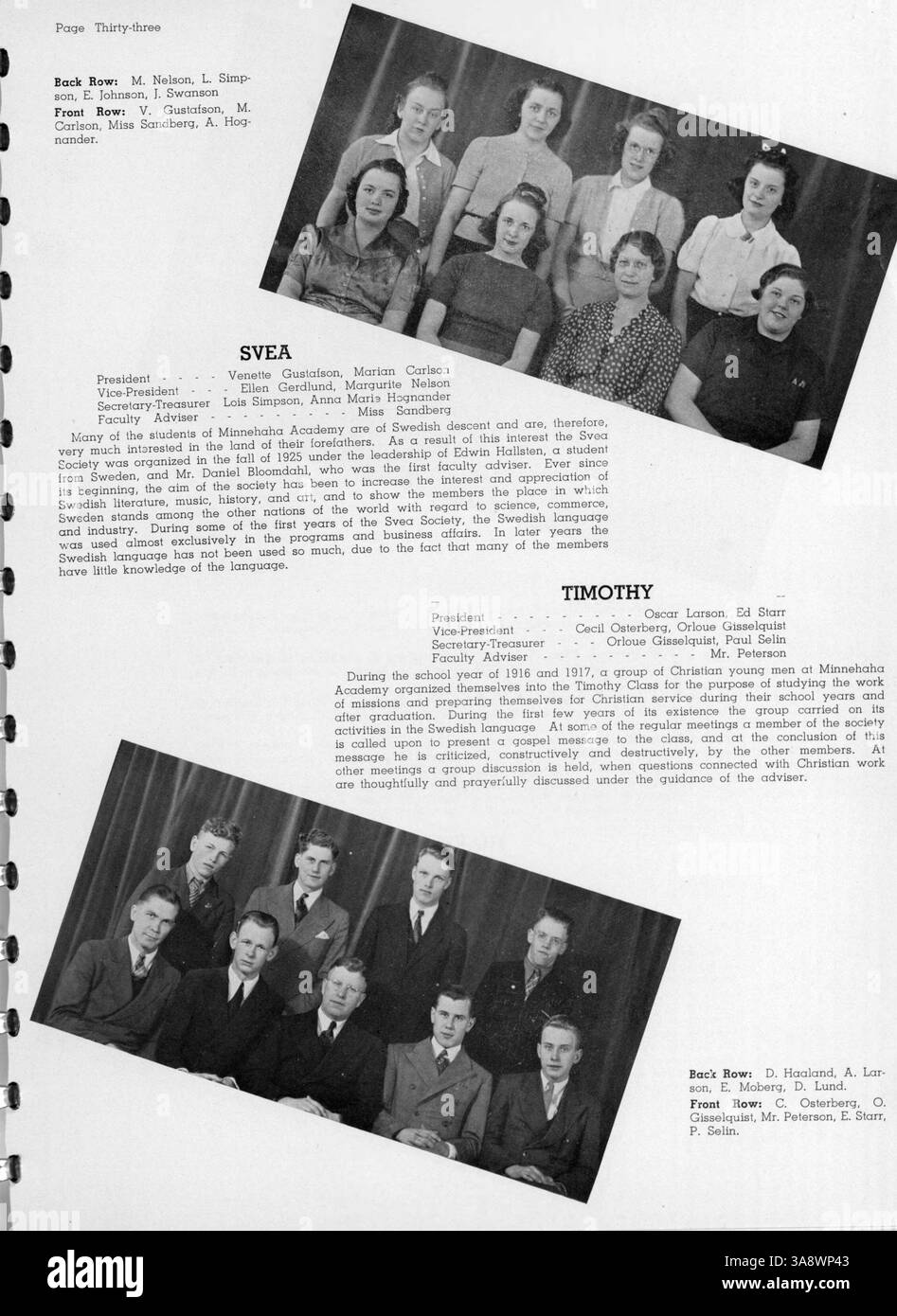The 1939 Antler yearbook from Minnehaha Academy documents key moments in student life, including ...