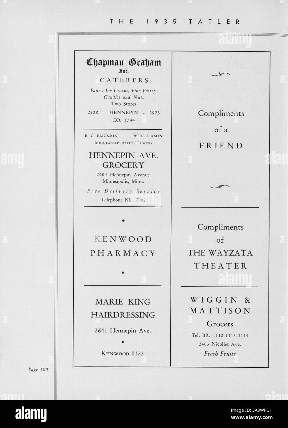 The 1935 'Tatler' yearbook from Northrop Collegiate documents a full ...