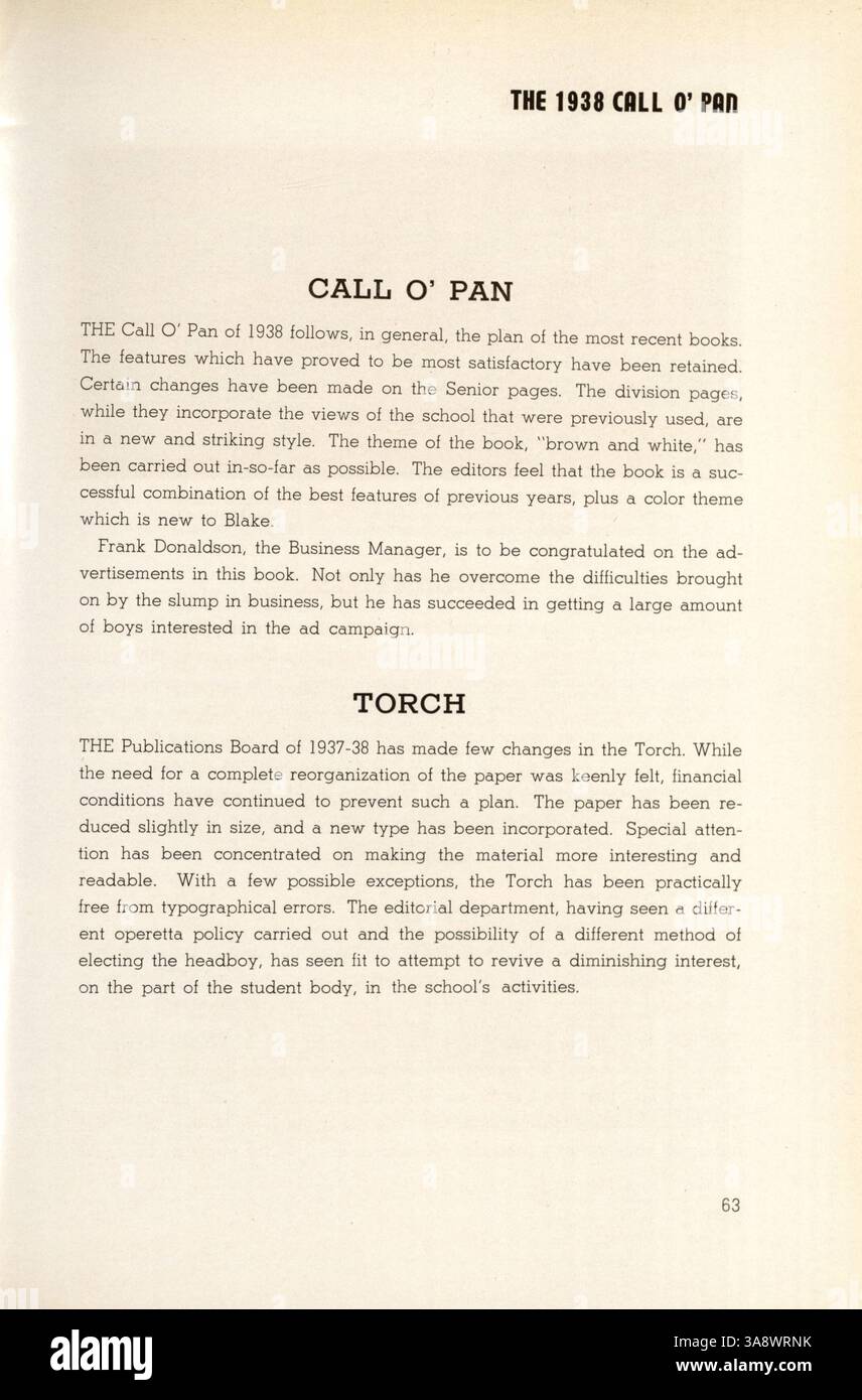 The 'Call-O'-Pan' Blake Yearbook from 1938 provides a historical ...