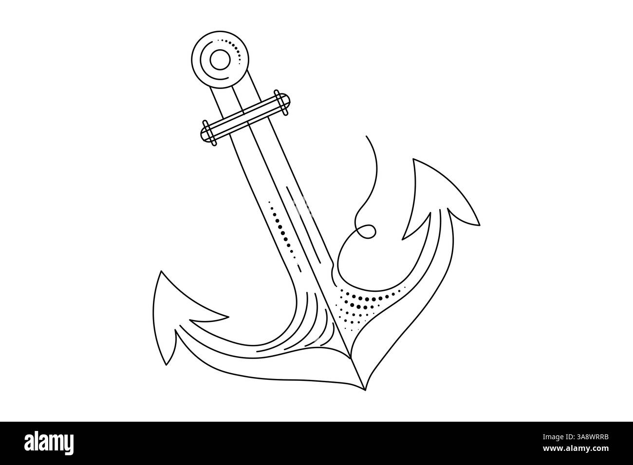 Ship anchor in continuous one line art and digital illustration Vector ...