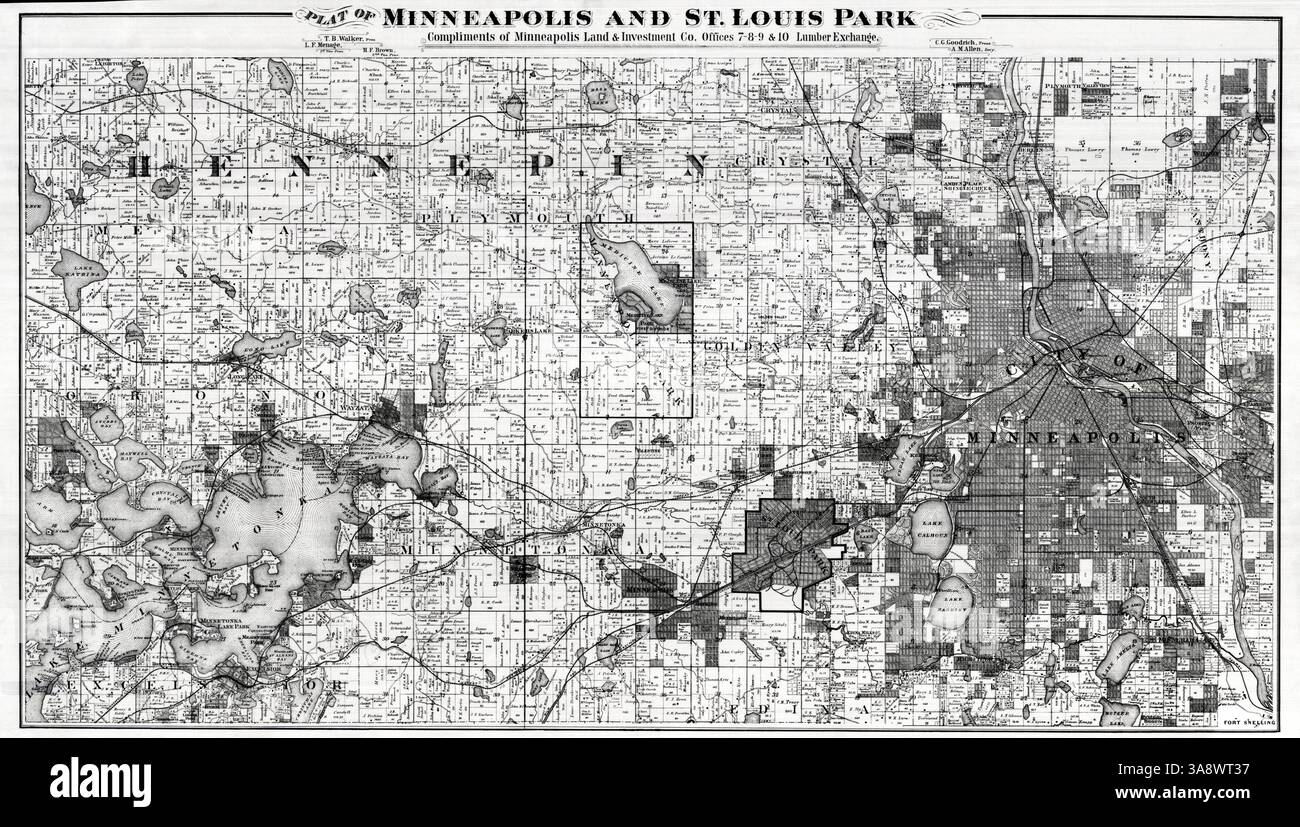 The plat map of Minneapolis and St. Louis Park shows land ownership ...