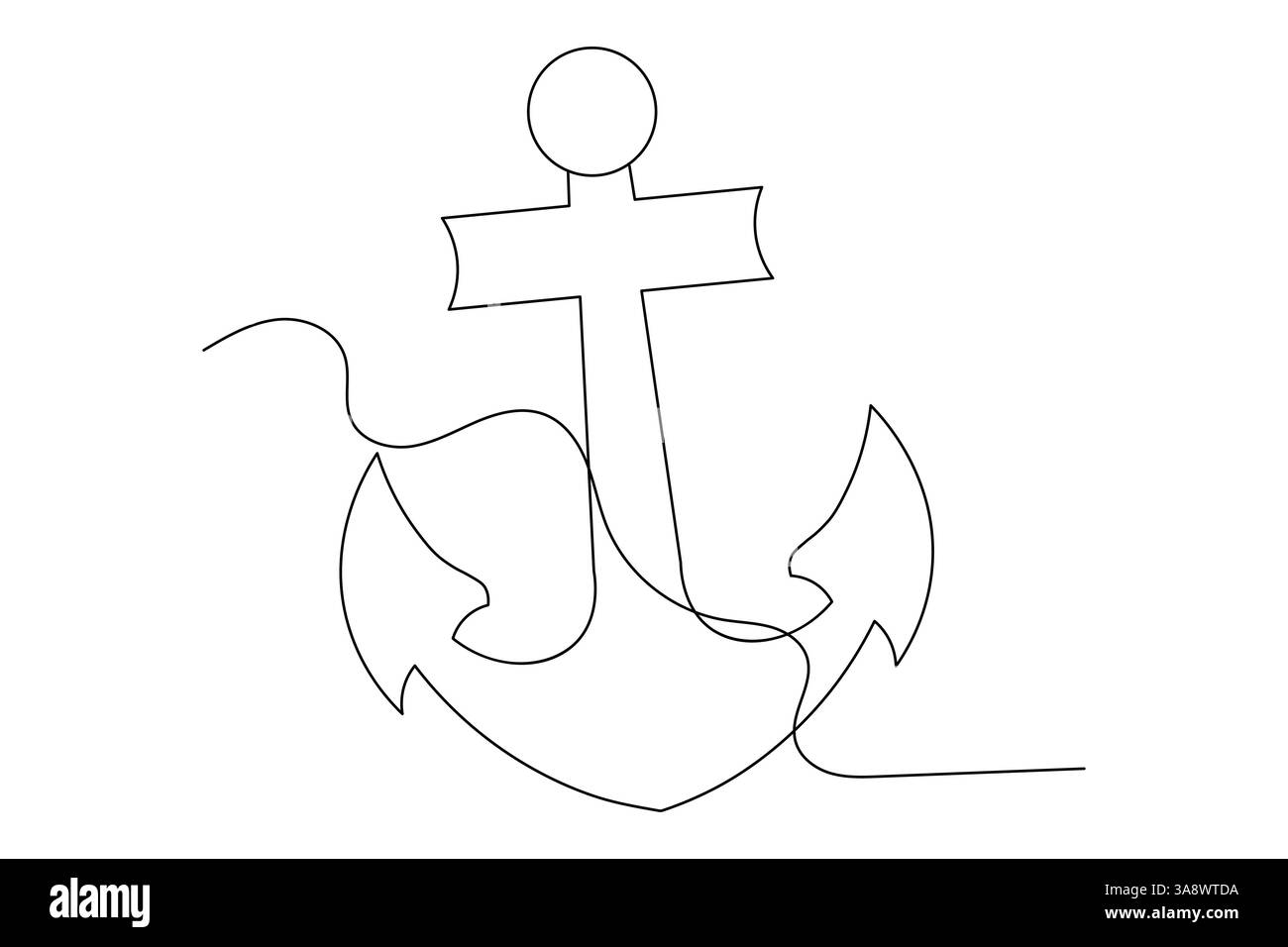 Ship anchor in continuous one line art and digital illustration Vector ...